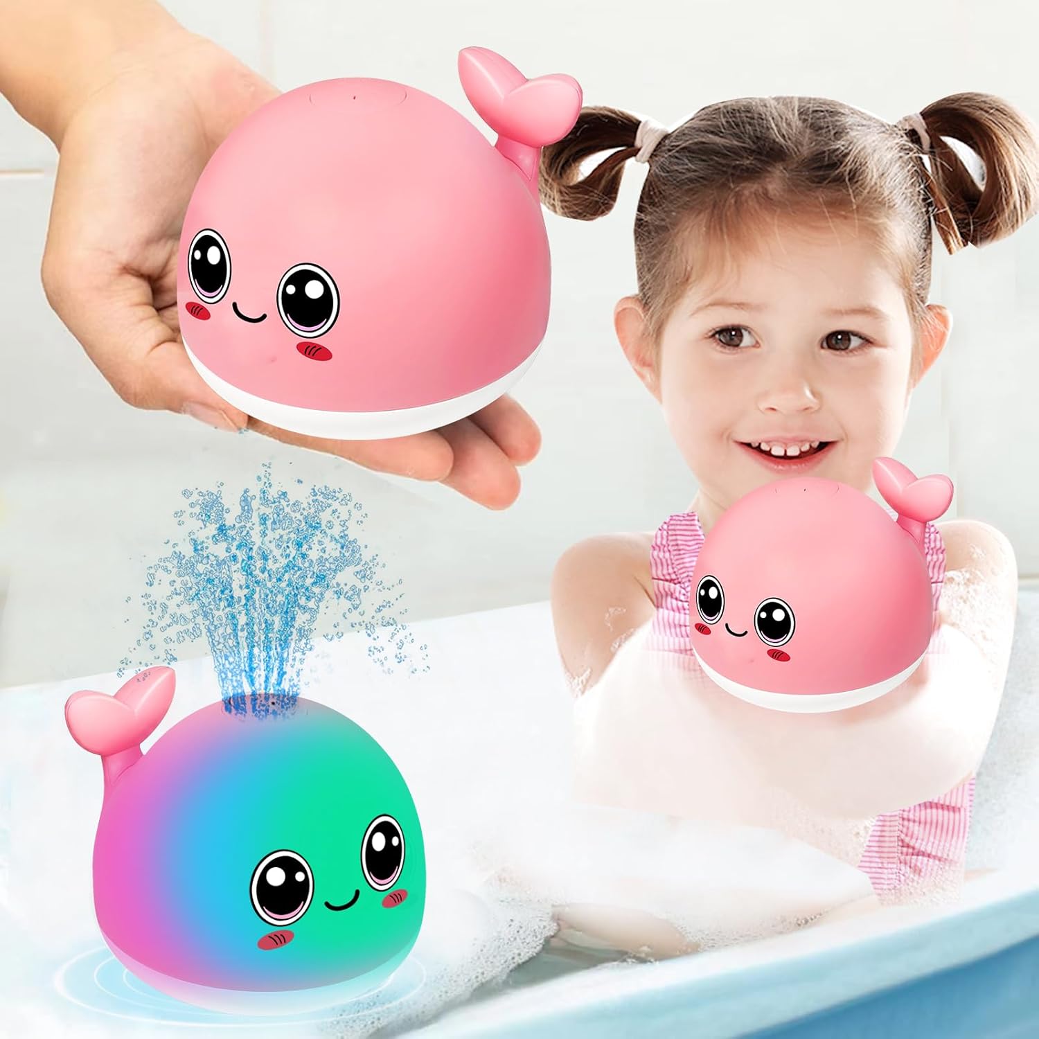 Amazon.com: TFS TOP·FANS Bath Toy Baby Girl Gift: Pink Whale for 6-12 ...