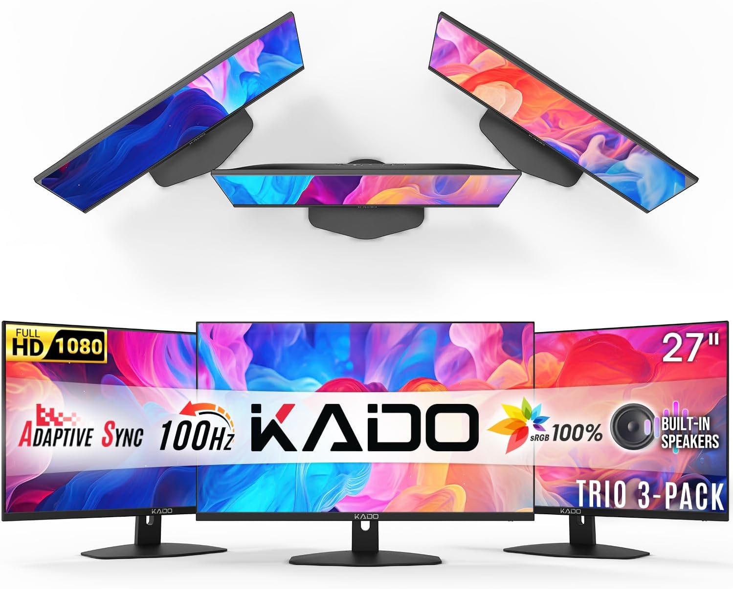 Amazon.com: Kado Triple Monitor Setup - 3-Pack 27" 1920x1080 Computer ...