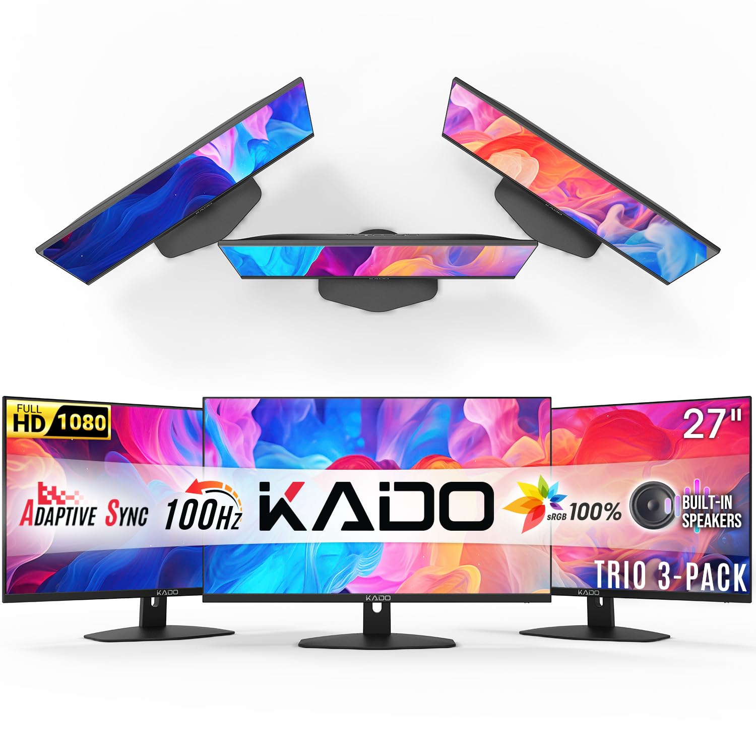 Amazon.com: Kado Triple Monitor Setup - 3-Pack 27" 1920x1080 Computer ...