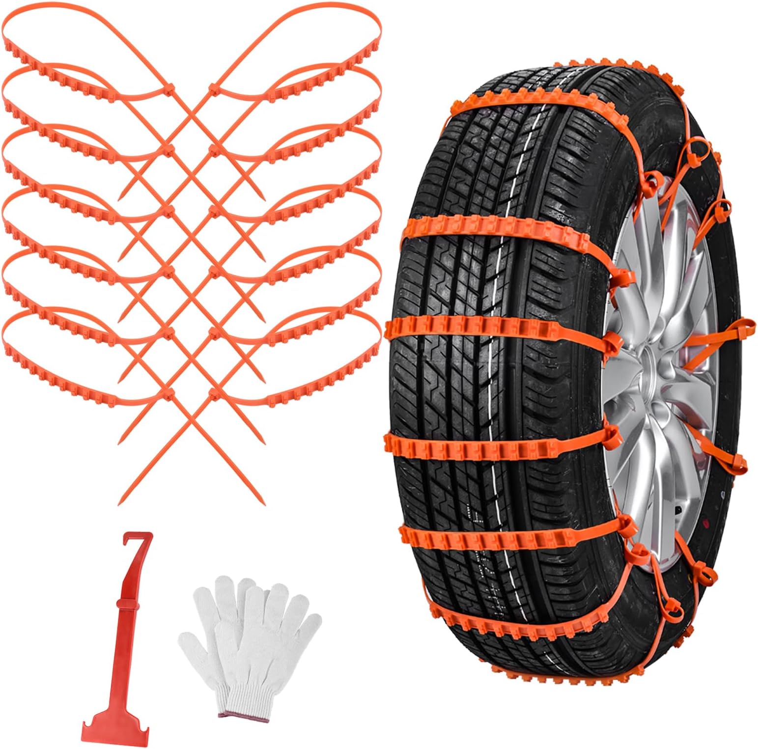Amazon.com: Qoosea Snow Chains Tire Chains for Car Trucks 8 Pieces Universal Thickened Manganese ...