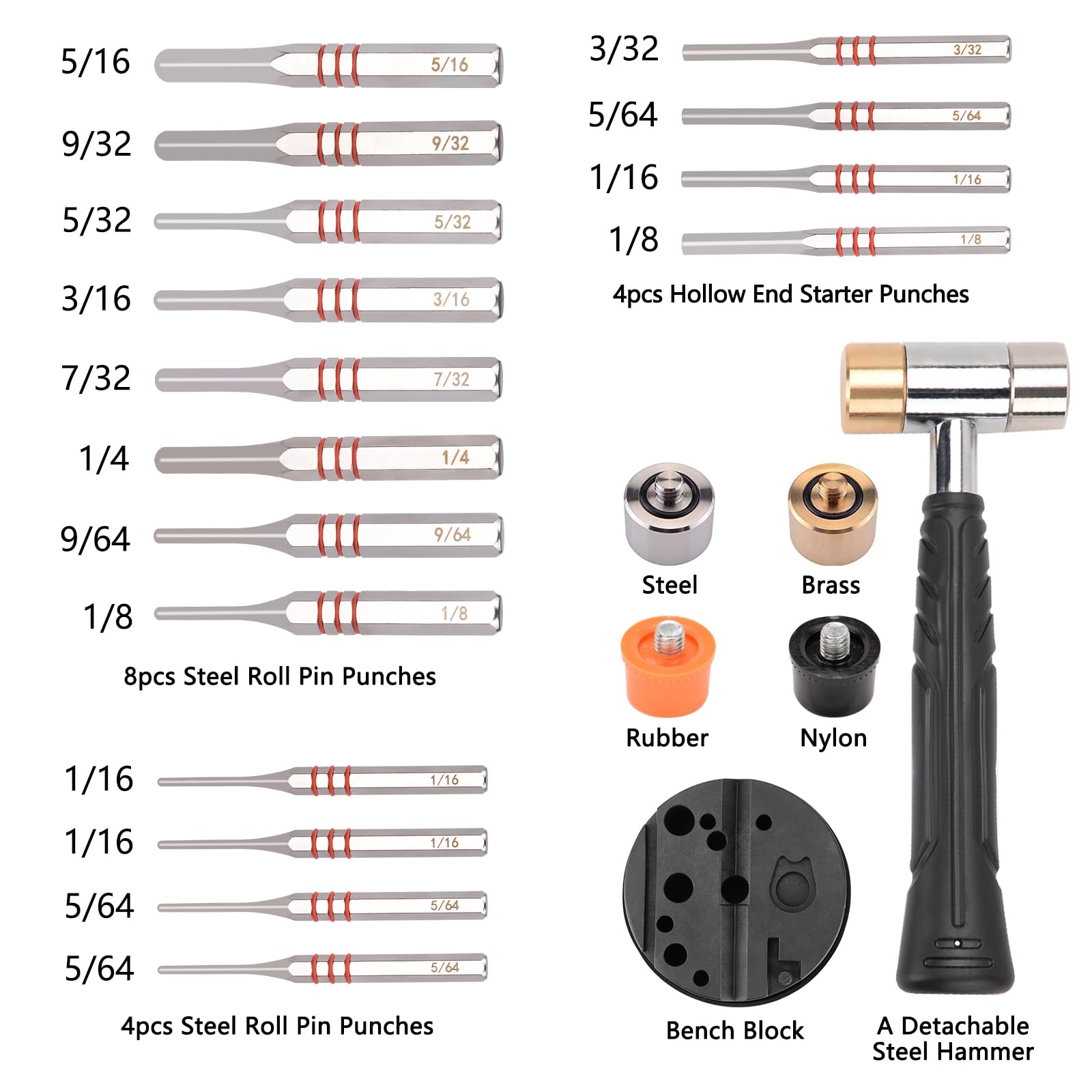 Snapklik.com : Pridefend Punch Set, Roll Pin Punch Set Made Of Solid ...