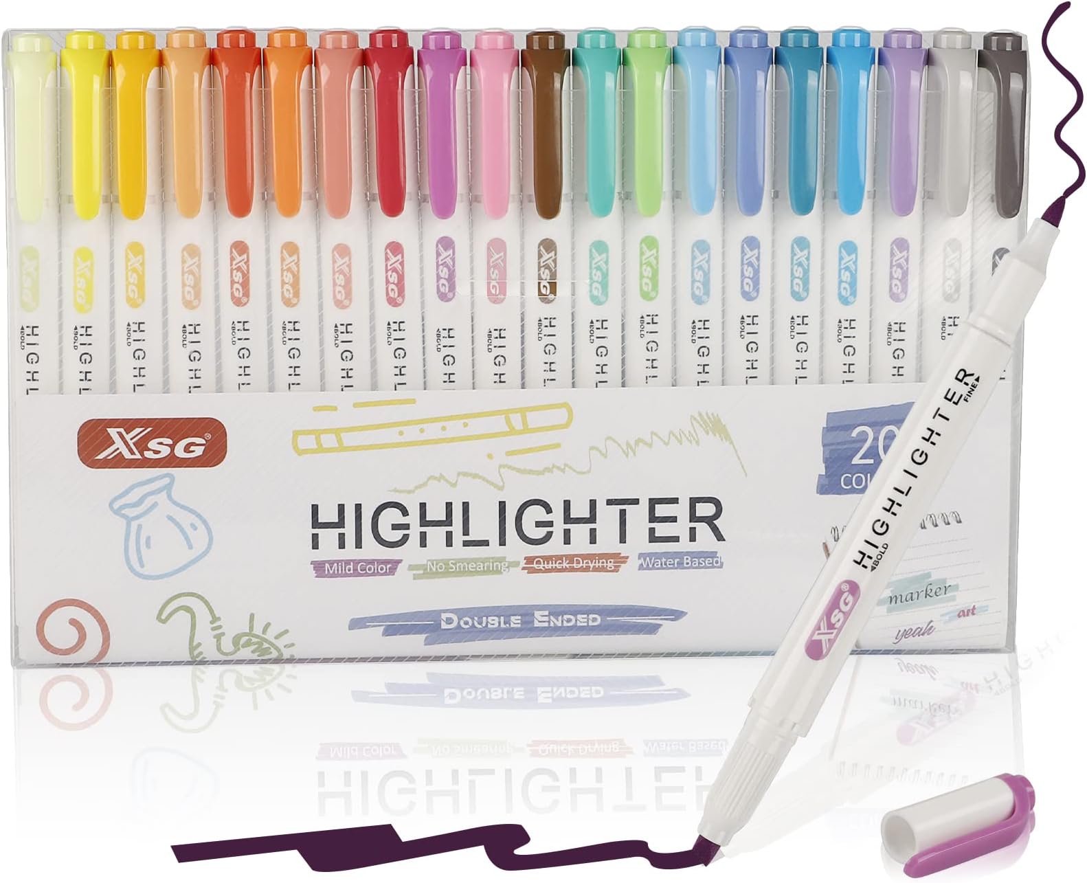 EooUooIP Textmarker, 12 Farben Breite und Feine Spitzen Textmarker ...