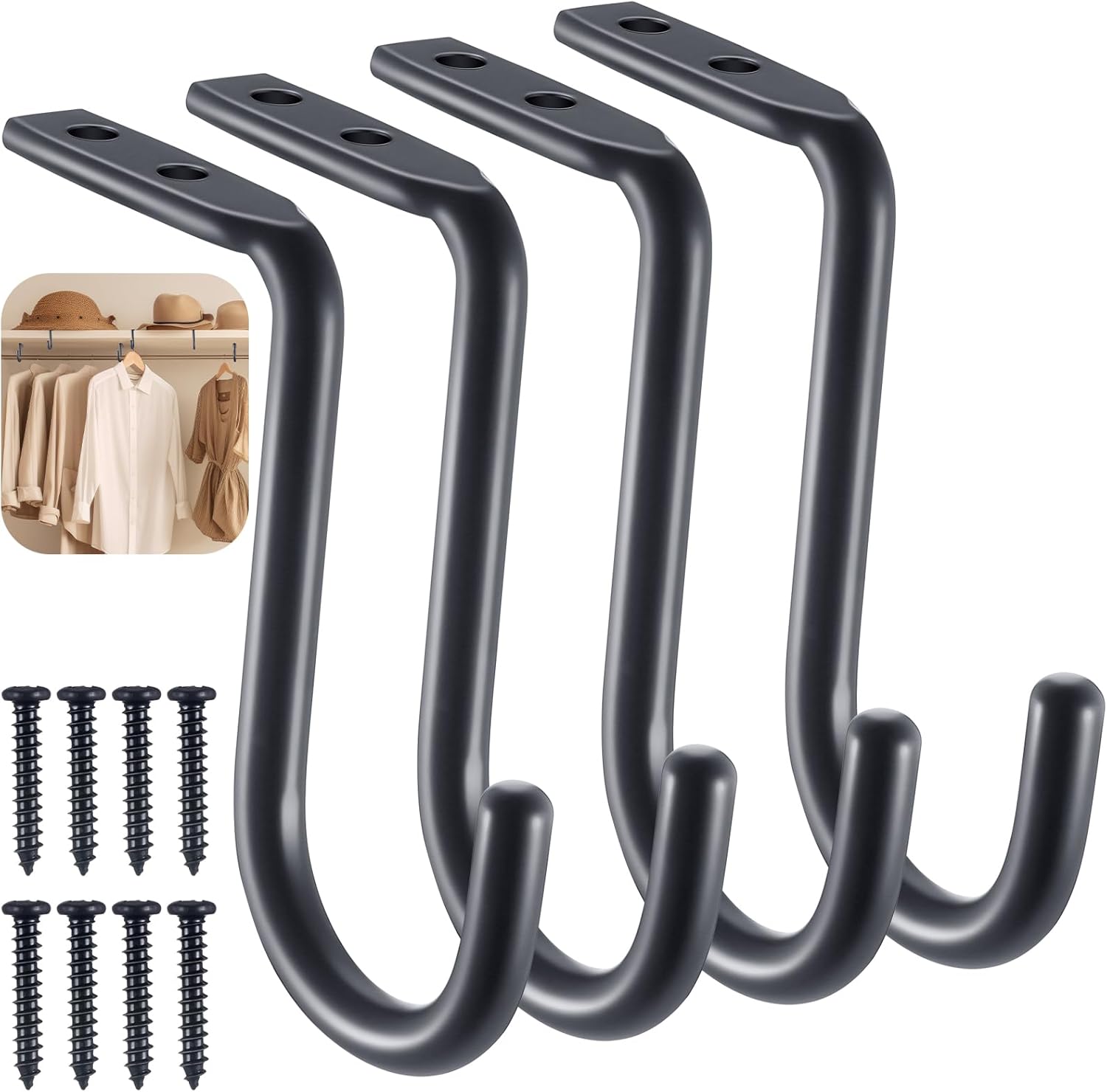 Amazon.com: Gisafai 4 Pcs Heavy Duty Metal Wall Mount Closet Rod Center ...