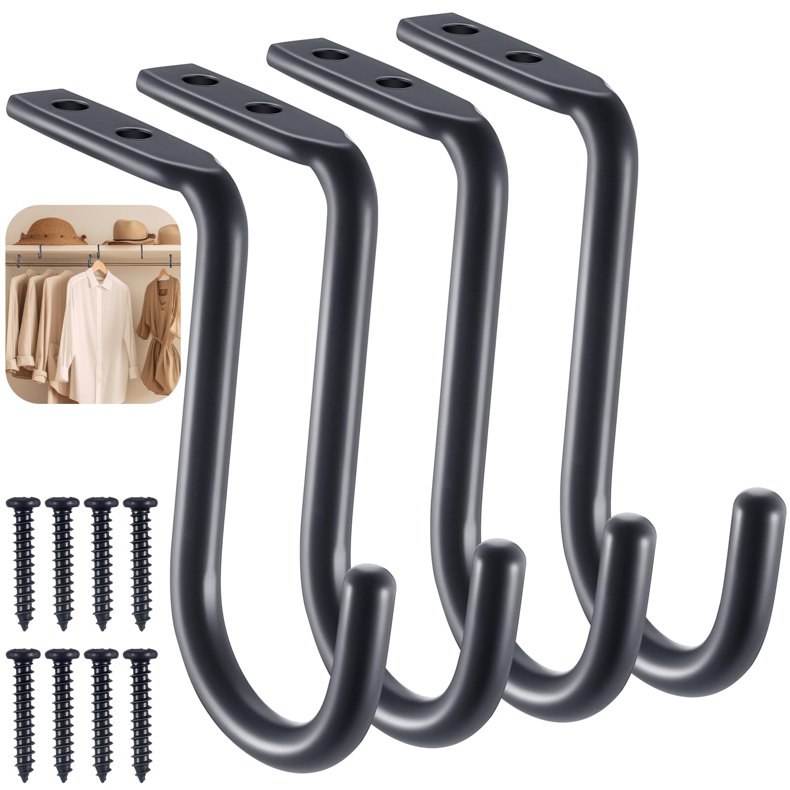 Amazon.com: Gisafai 4 Pcs Closet Rod Center Support 1 Inch Heavy Duty ...