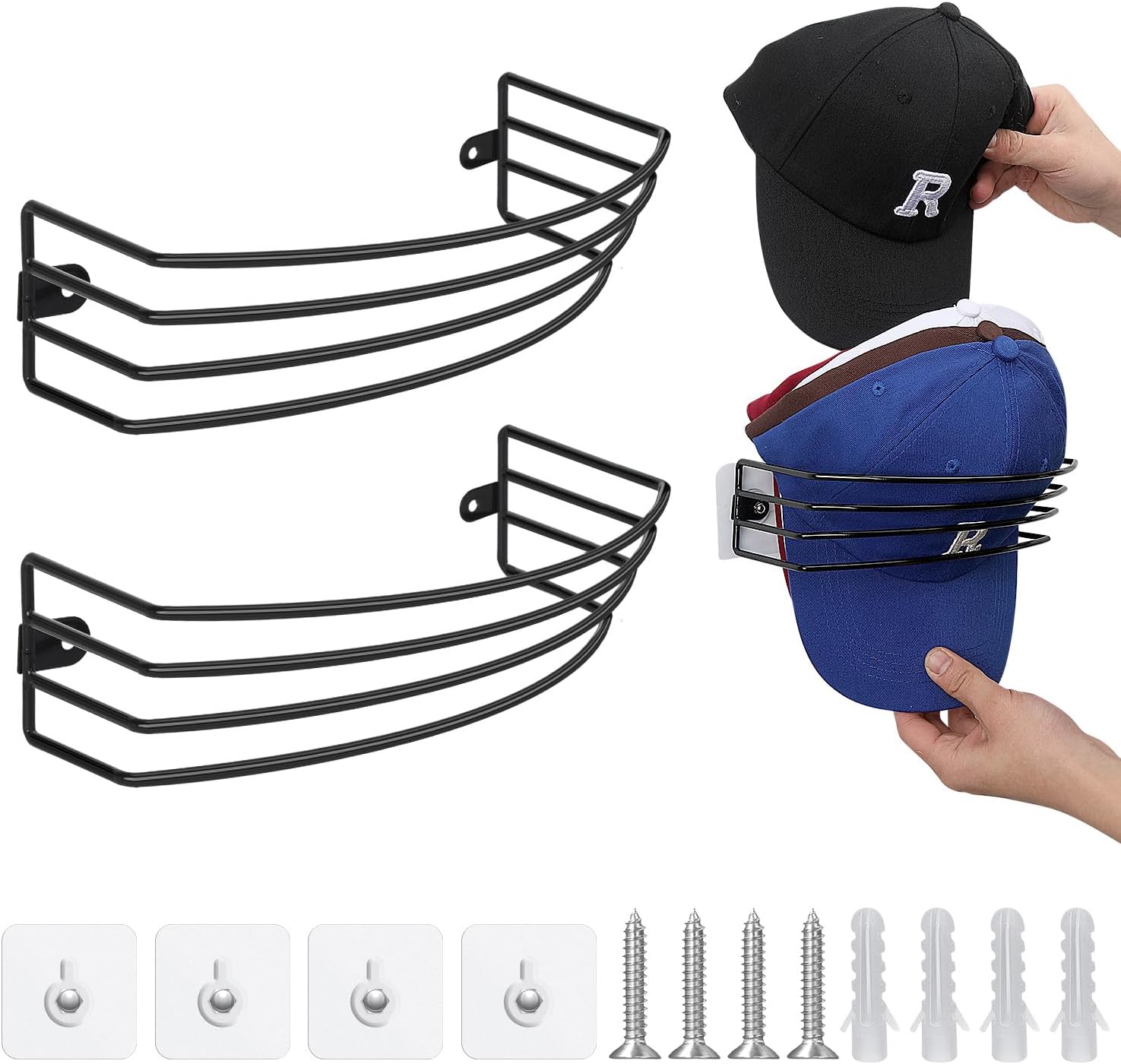 Amazon.com: PHAIN 2 Pack Hat Organizer for Baseball Caps,Hat Rack for ...