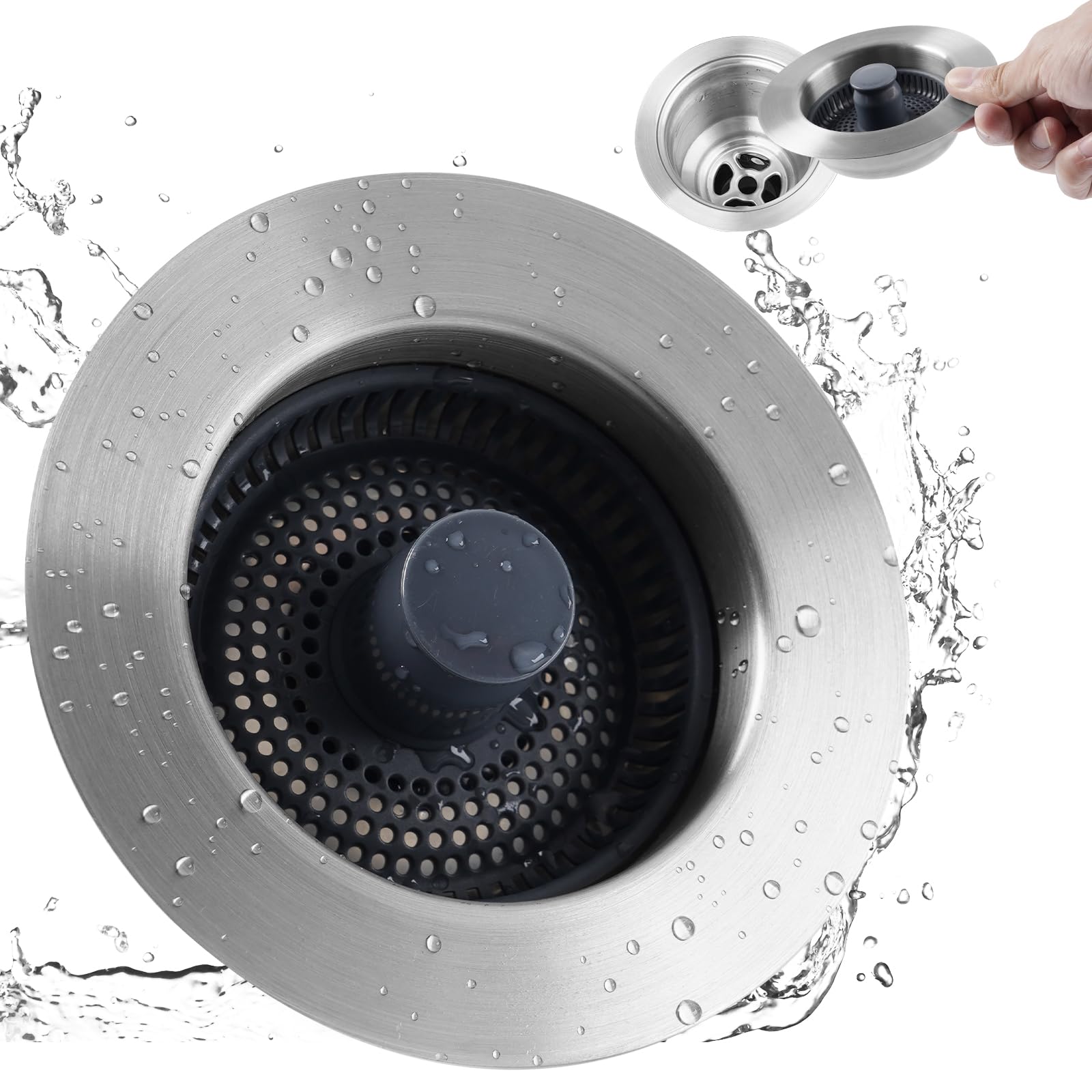 Snapklik.com : Universal 3-in-1 Stainless Steel Kitchen Sink Drain Strainer