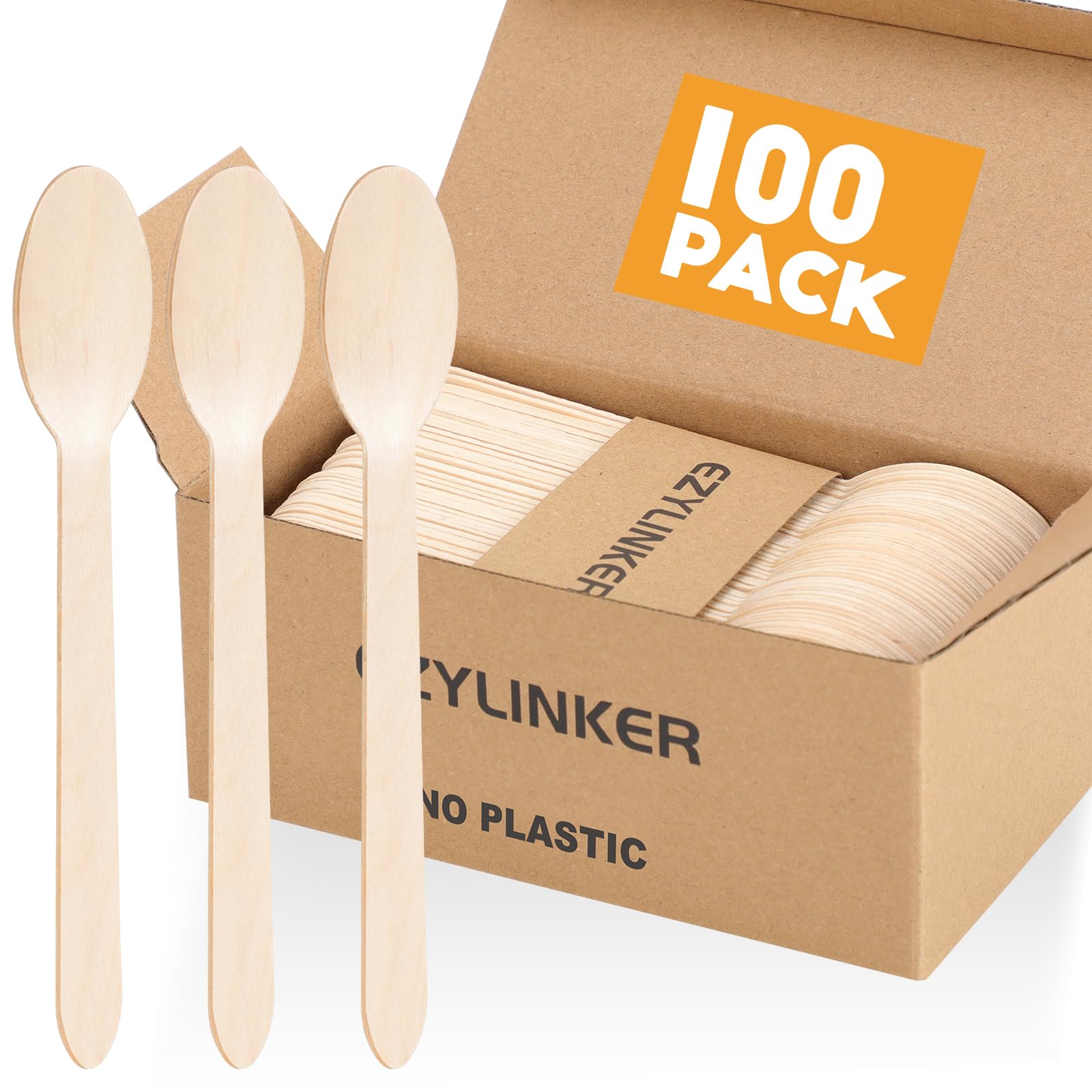 (100 Count) Disposable Wooden Spoons Set - Alternative to Plastic ...