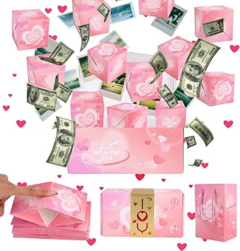 Amazon.com: Valentine's Day Surprise Gift Box Explosion for Money ...