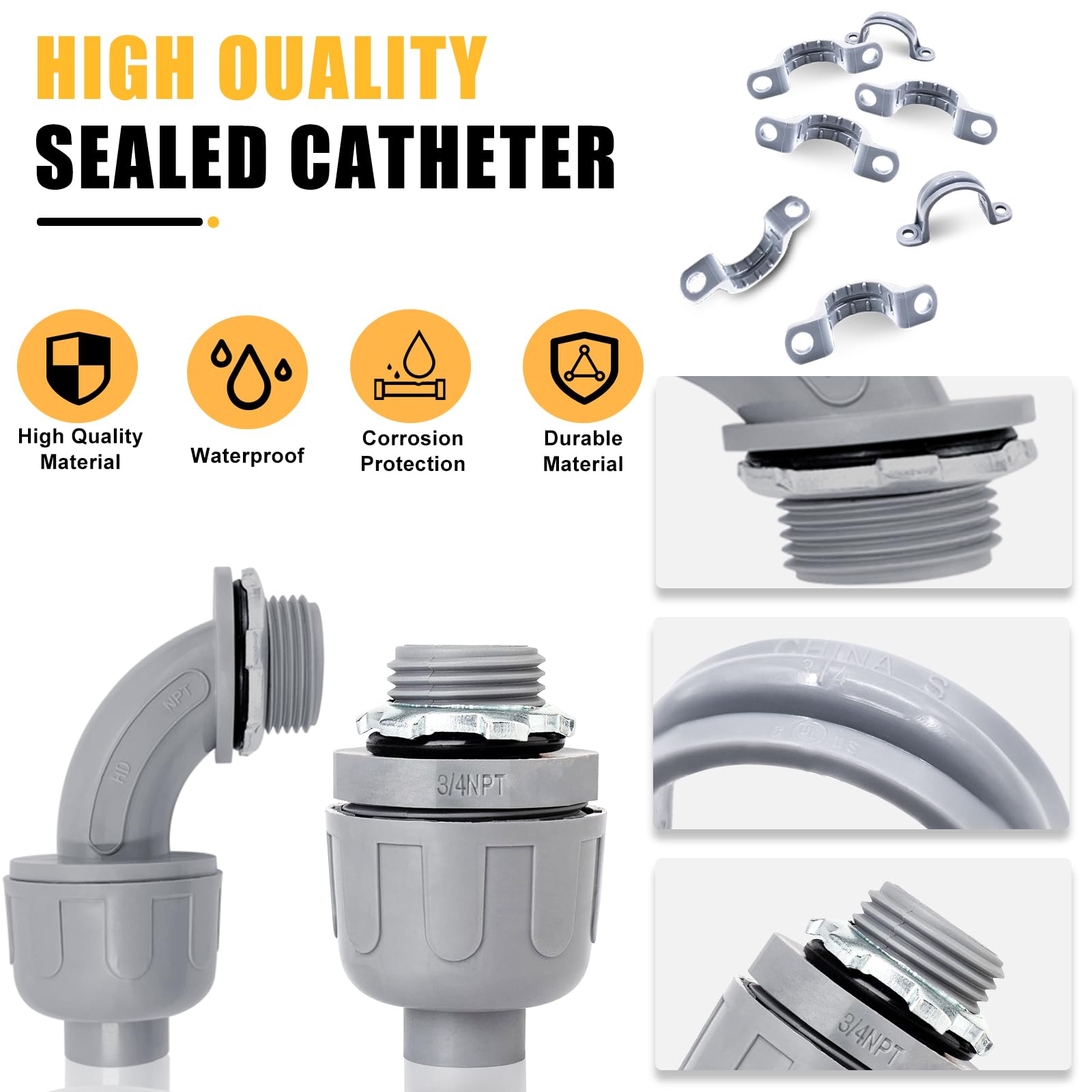 Snapklik.com : Wocloer 1/2 Inch Liquid Tight Connector PVC Flexible ...