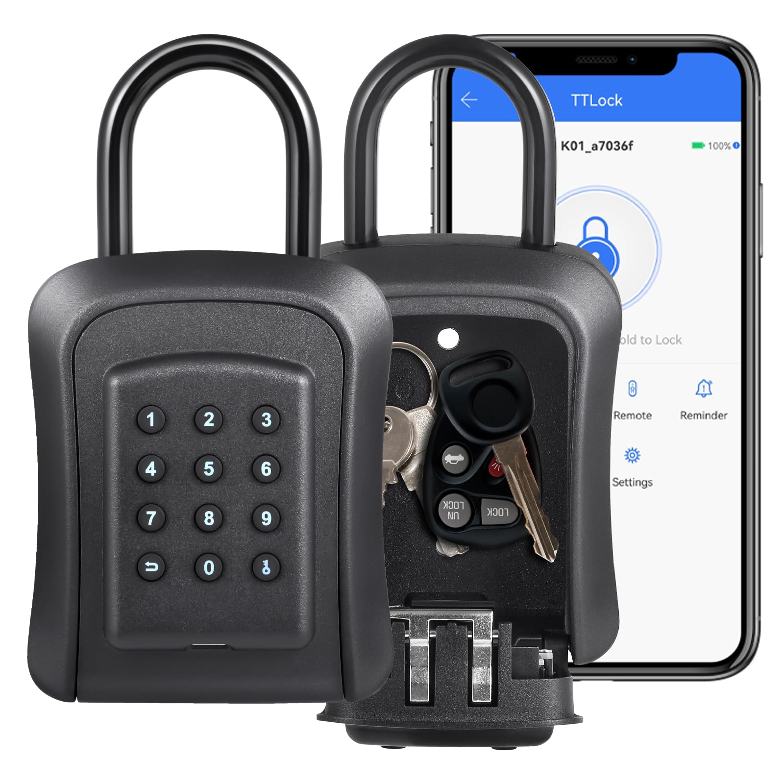 Amazon.com: Smart Key Lock Box, Laxre Keybox Wall Mounted,Large Key ...