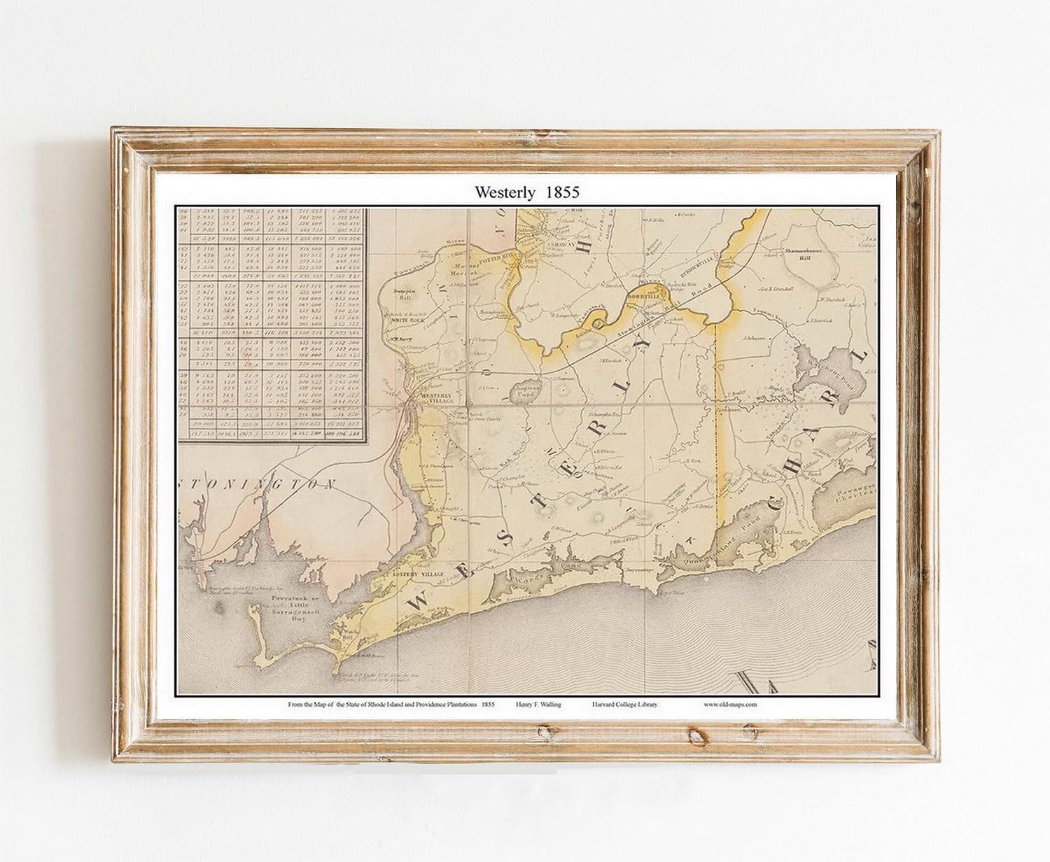 Amazon.com: MG Global Historical Map Poster of Westerly 1855 Rhode ...
