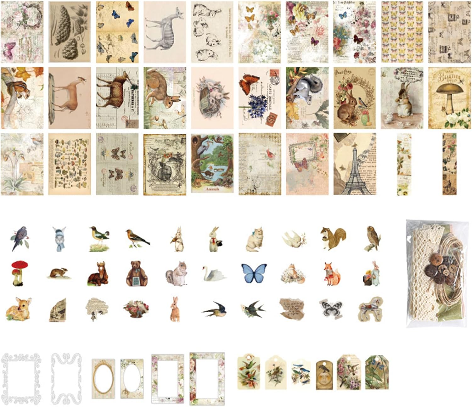 160 Pcs Vintage Scrapbooking Sticker Set Aesthetic DIY Decorative Paper ...