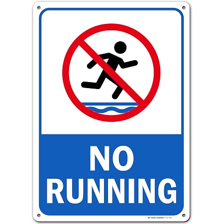 Amazon.com: No Running Pool Safety Sign, Made Out of .040 Rust-Free ...
