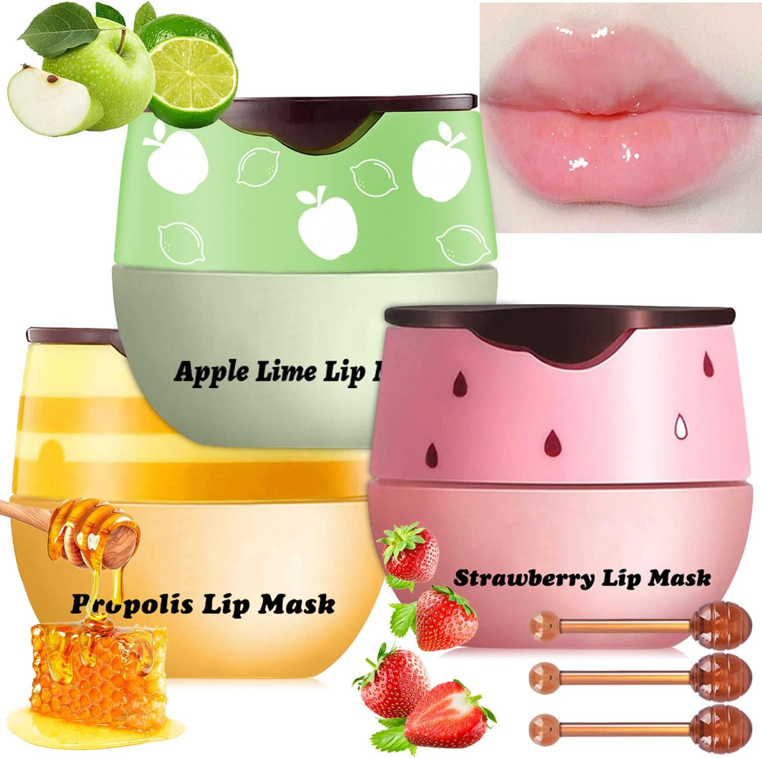 Amazon.com : 2 Pcs Natural Sleeping Lip Mask, Moisturizing Honey Pot ...