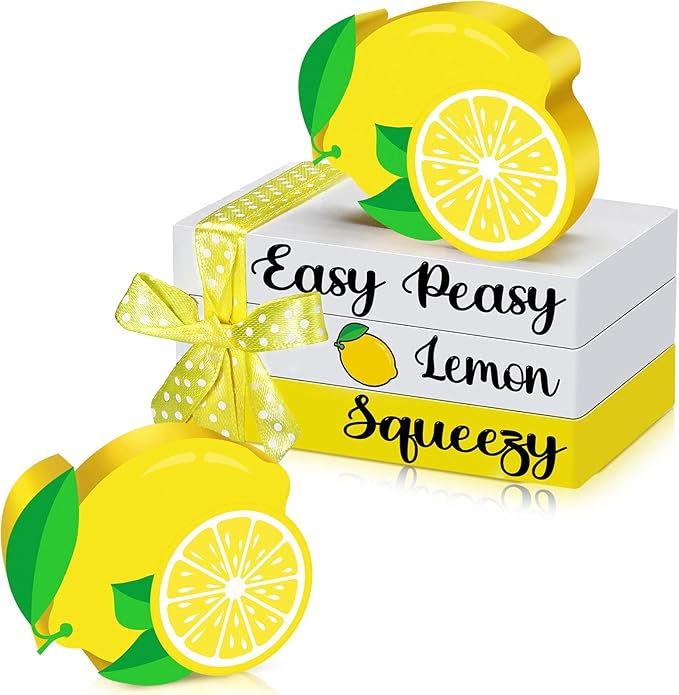 Amazon.com: Chunful 4 Pieces Summer Lemon Table Decor Lemon Tiered Tray ...
