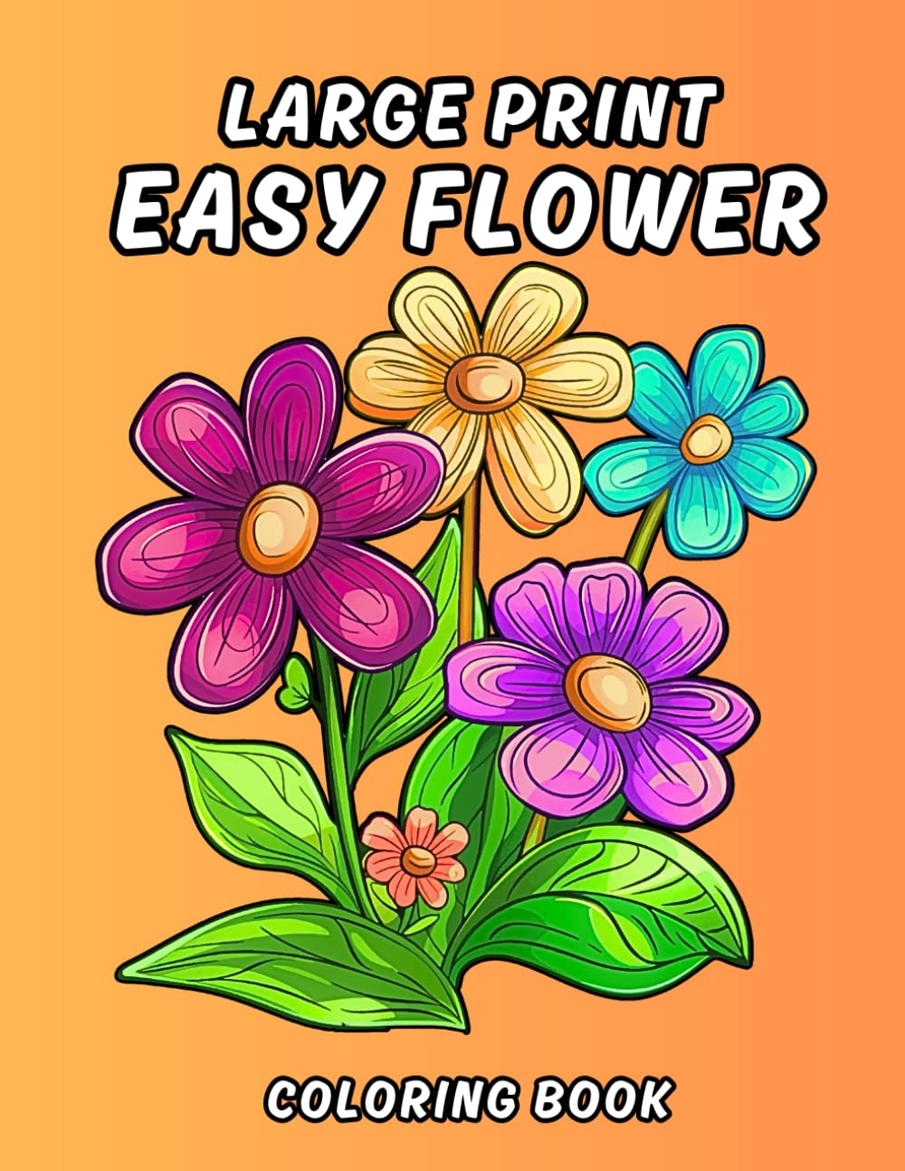 Amazon.com: Large Print Easy Flower coloring book: Beautiful Relaxing ...