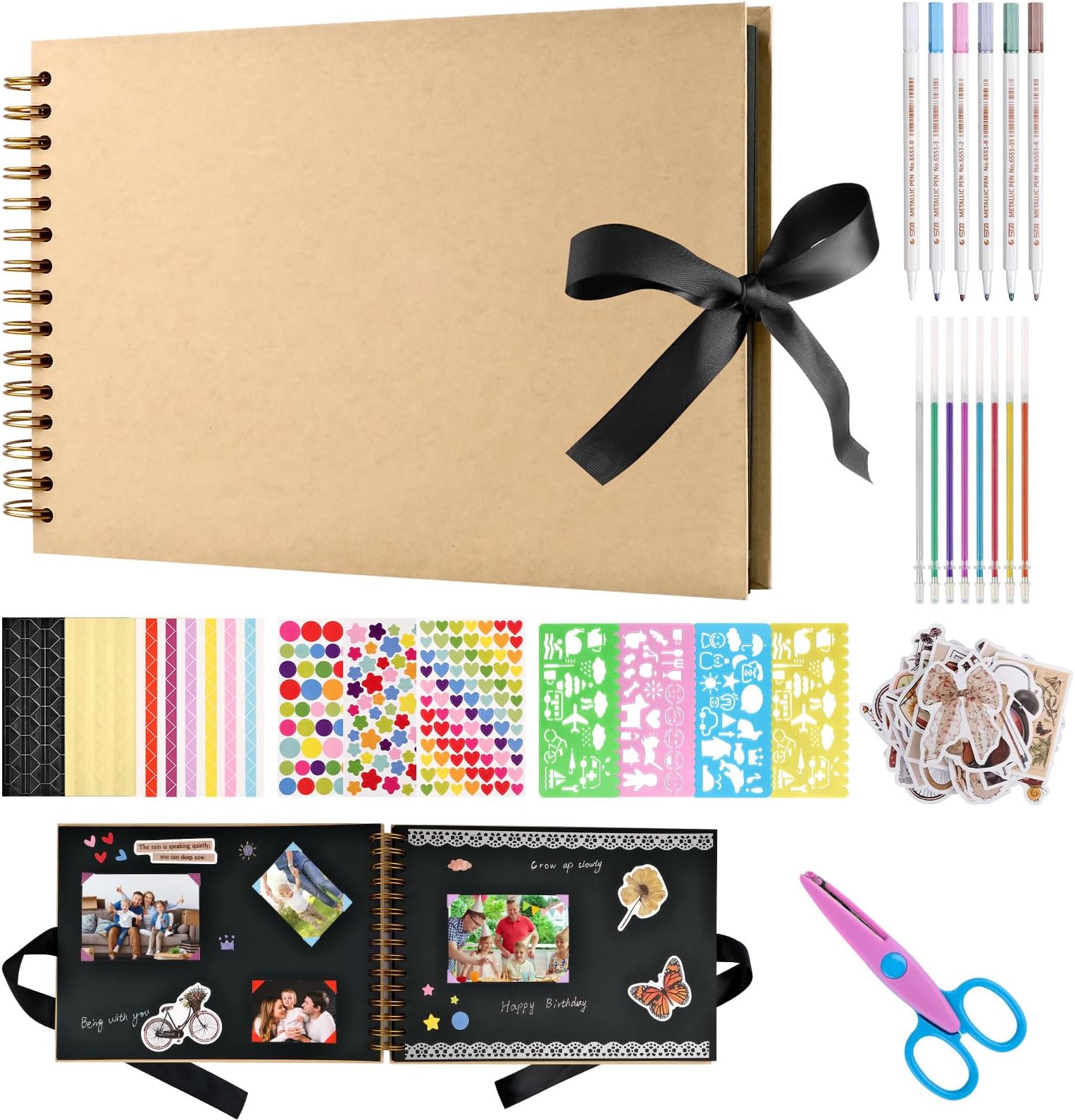 Scrapbook Photo Album 80 Black Pages Scrap Book - DIY Memory Album 12 x ...
