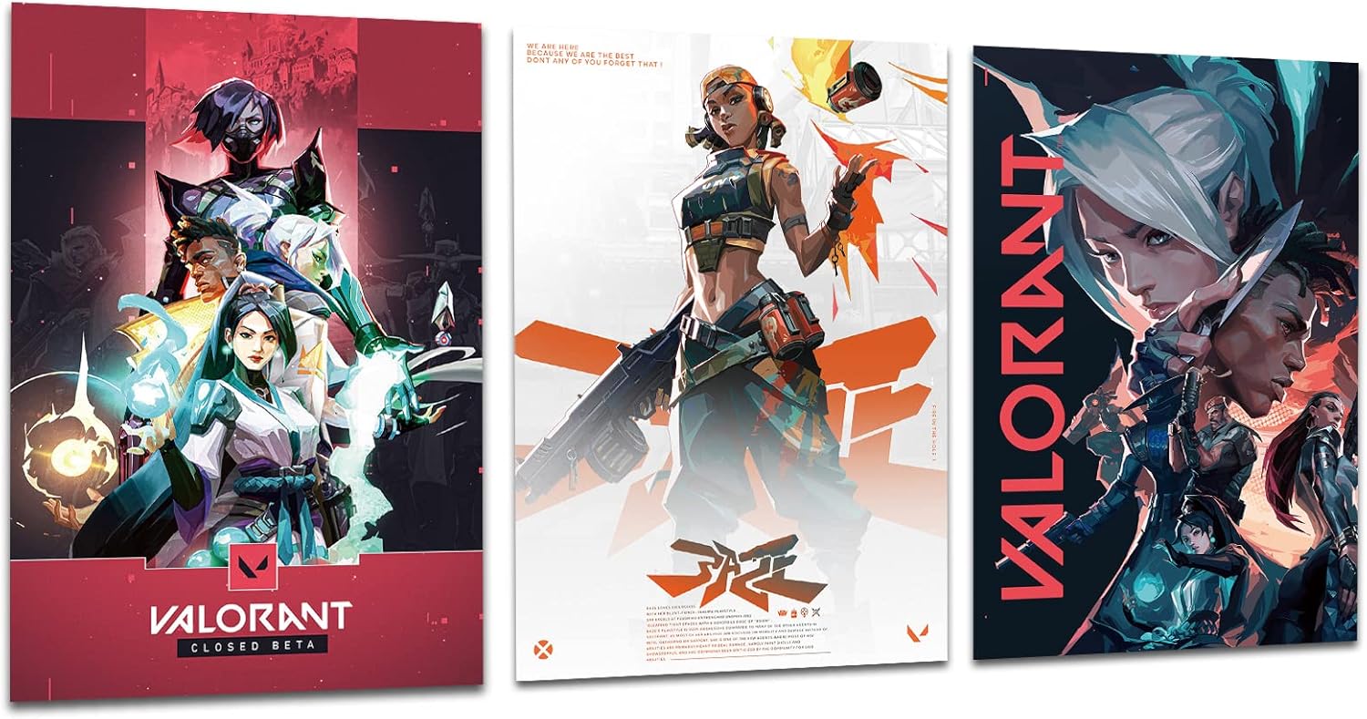 Valorant Poster Modern Wall Art Print Decor 3 Pcs Valorant Game Posters ...