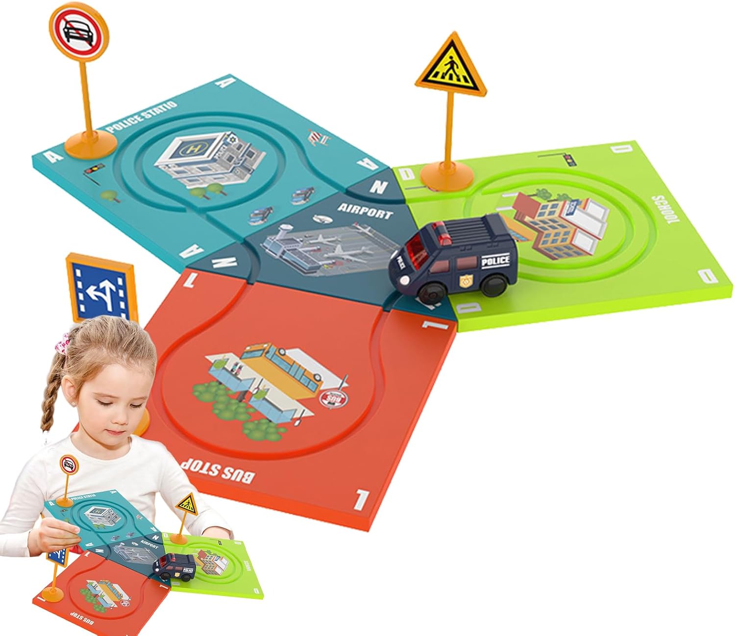 Amazon.co.jp: Puzzle Truck Play Toy Vehicles | Battery Operated Toy Car ...