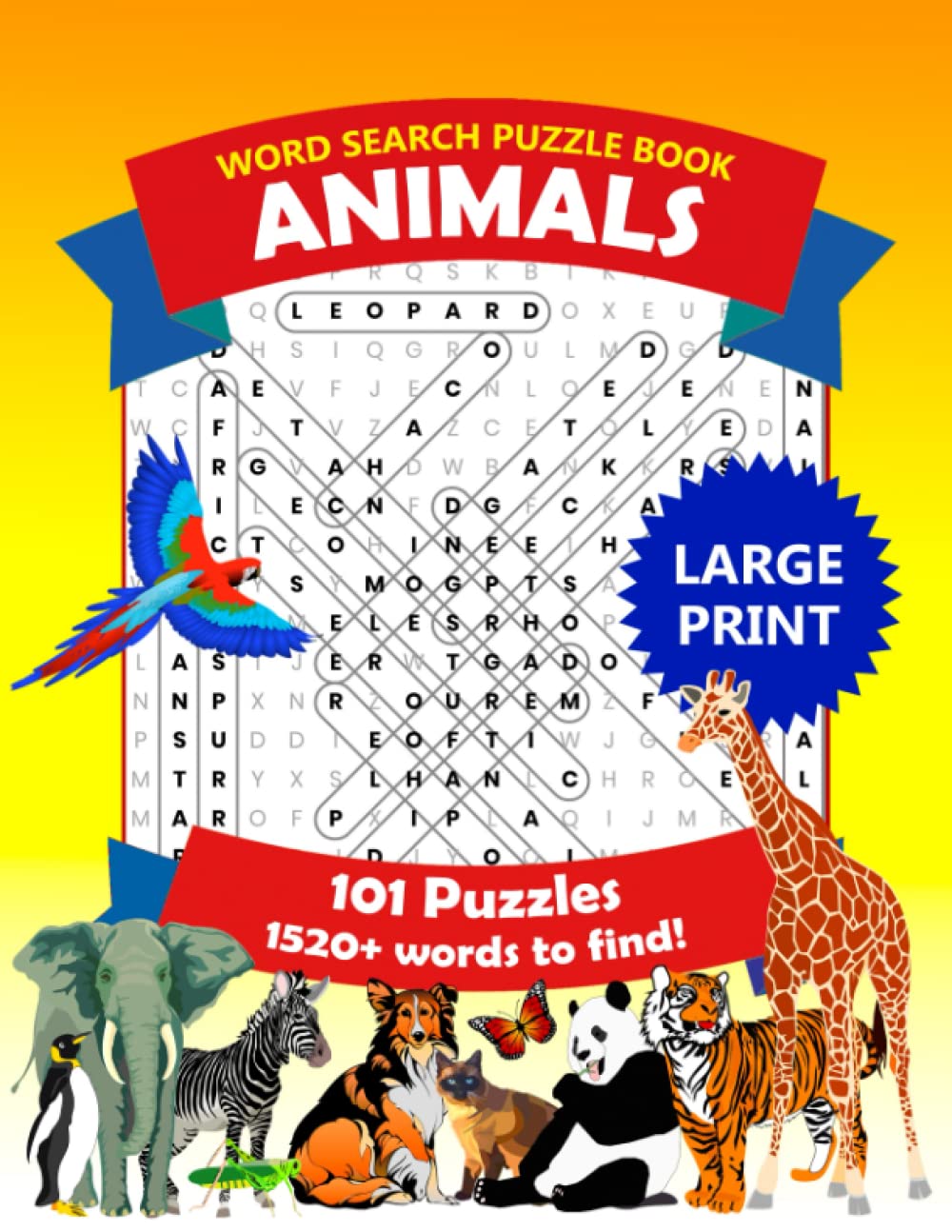 Large Print Animals Word Search Puzzle Book: 101 Animal Themed Word ...