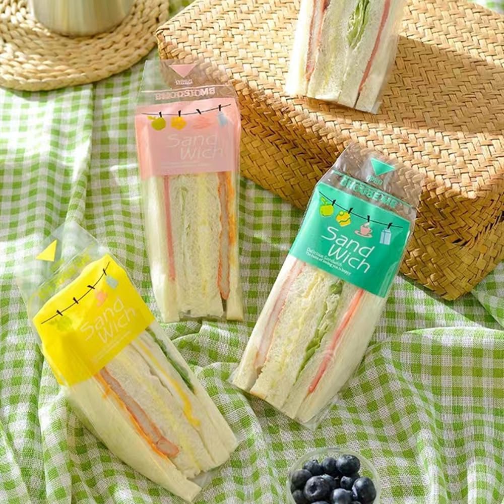 Amazon.com: Plastic Sandwich Bags Triangle Bakery Packaging Easy to ...