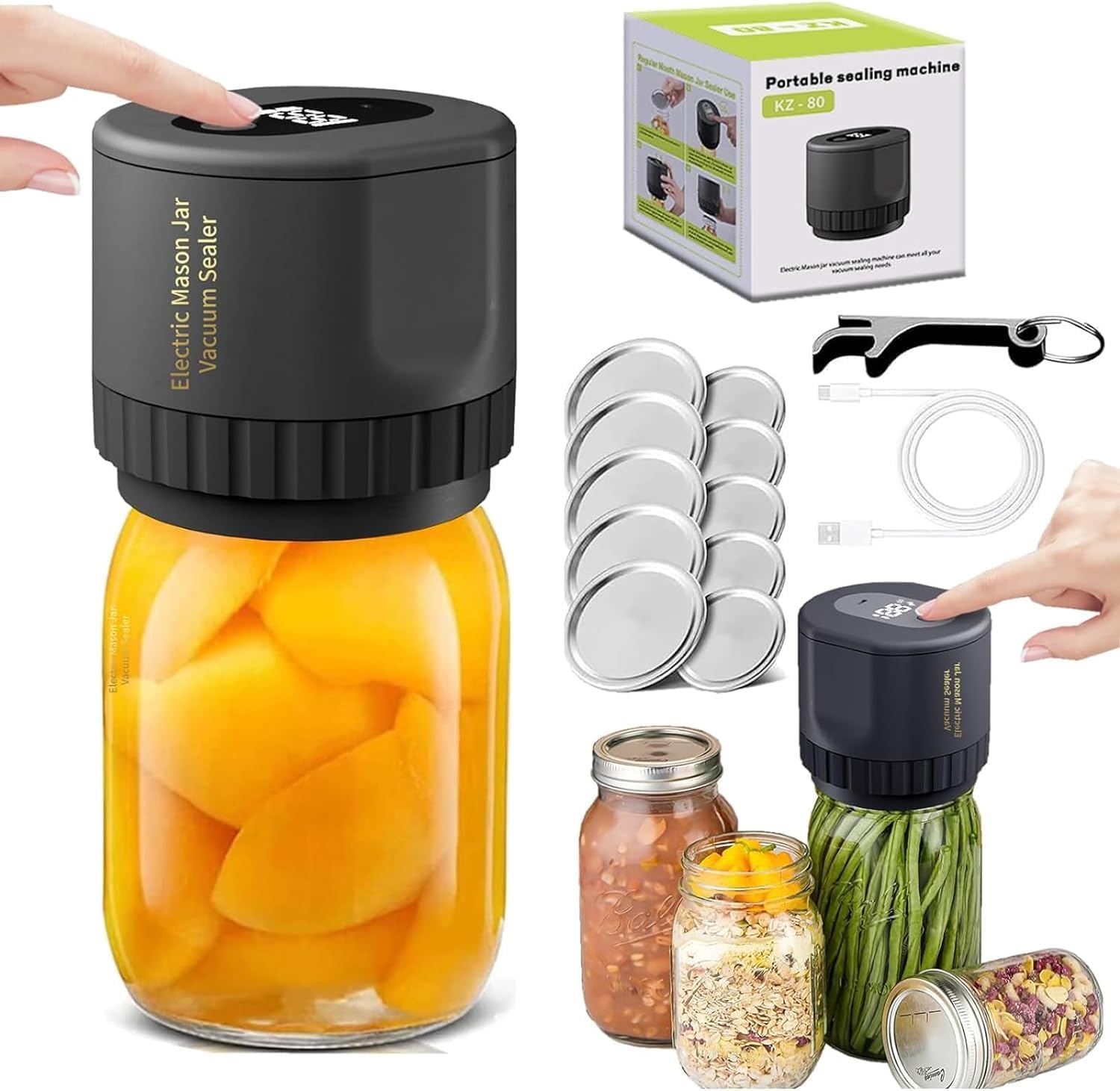 Amazon.com: KELLYJAY Electric Mason Jar Vacuum Sealer-Vacuum Sealer Kit ...