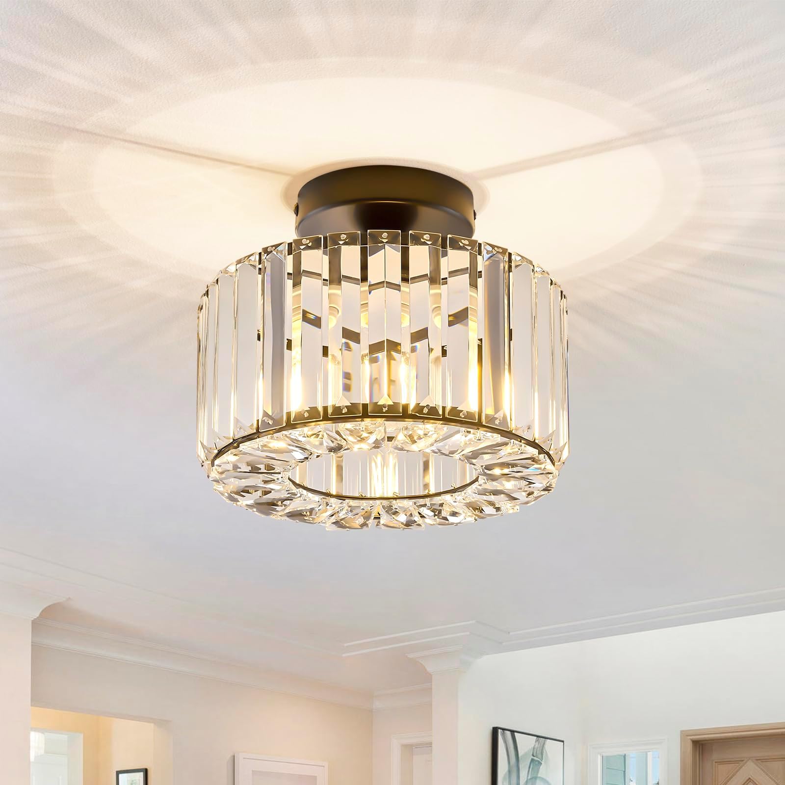 wochos Modern Semi Flush Mount Ceiling Light, Industrial Clear Glass ...