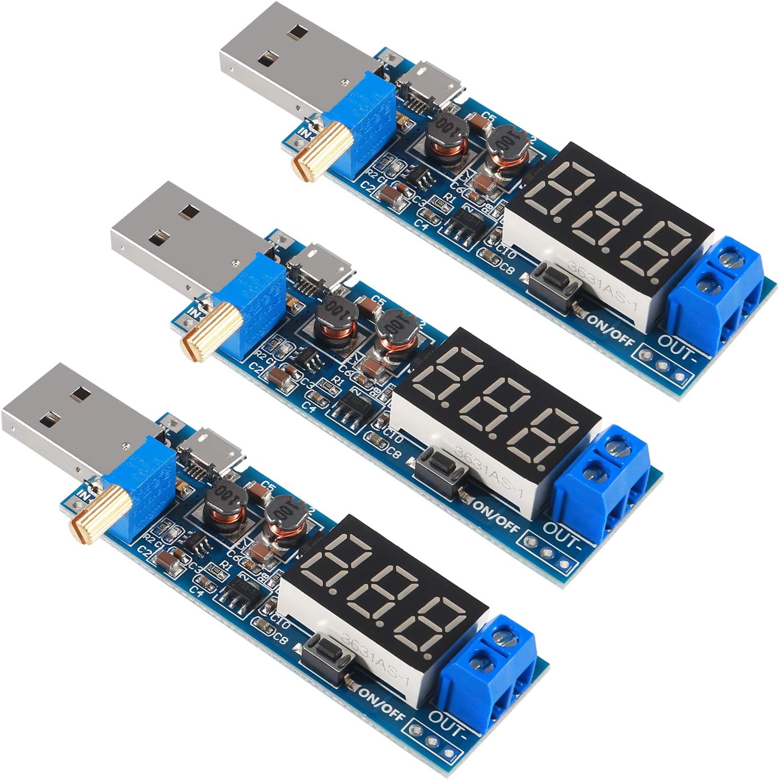 Amazon.com: XIITIA 2pcs USB Buck Boost Converter 3.5V-12V to 1.2V-24V ...