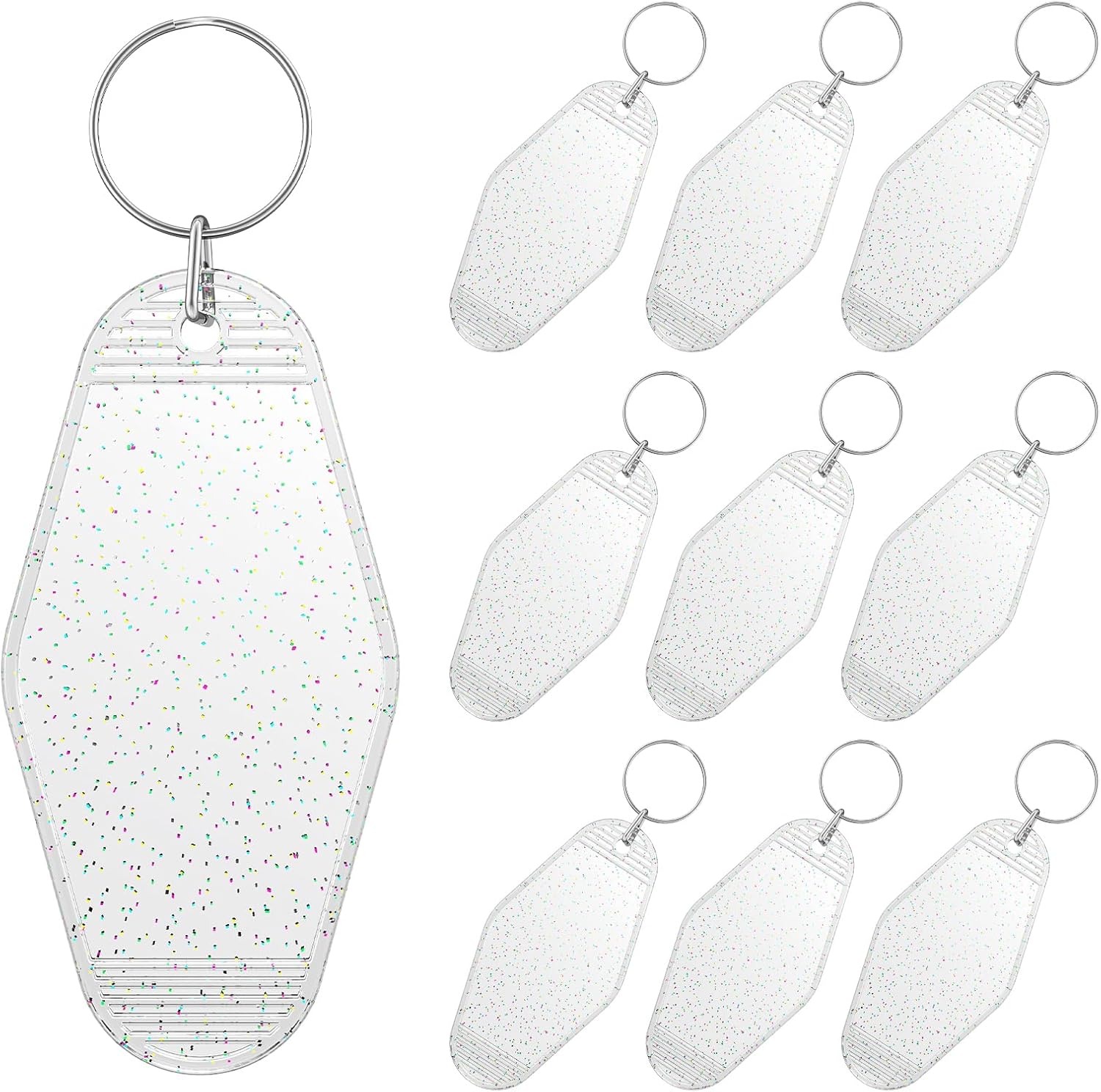 Amazon.com: Uniclife 10 Pcs Modern Glitter Rhombus Keychain Tags, Clear ...