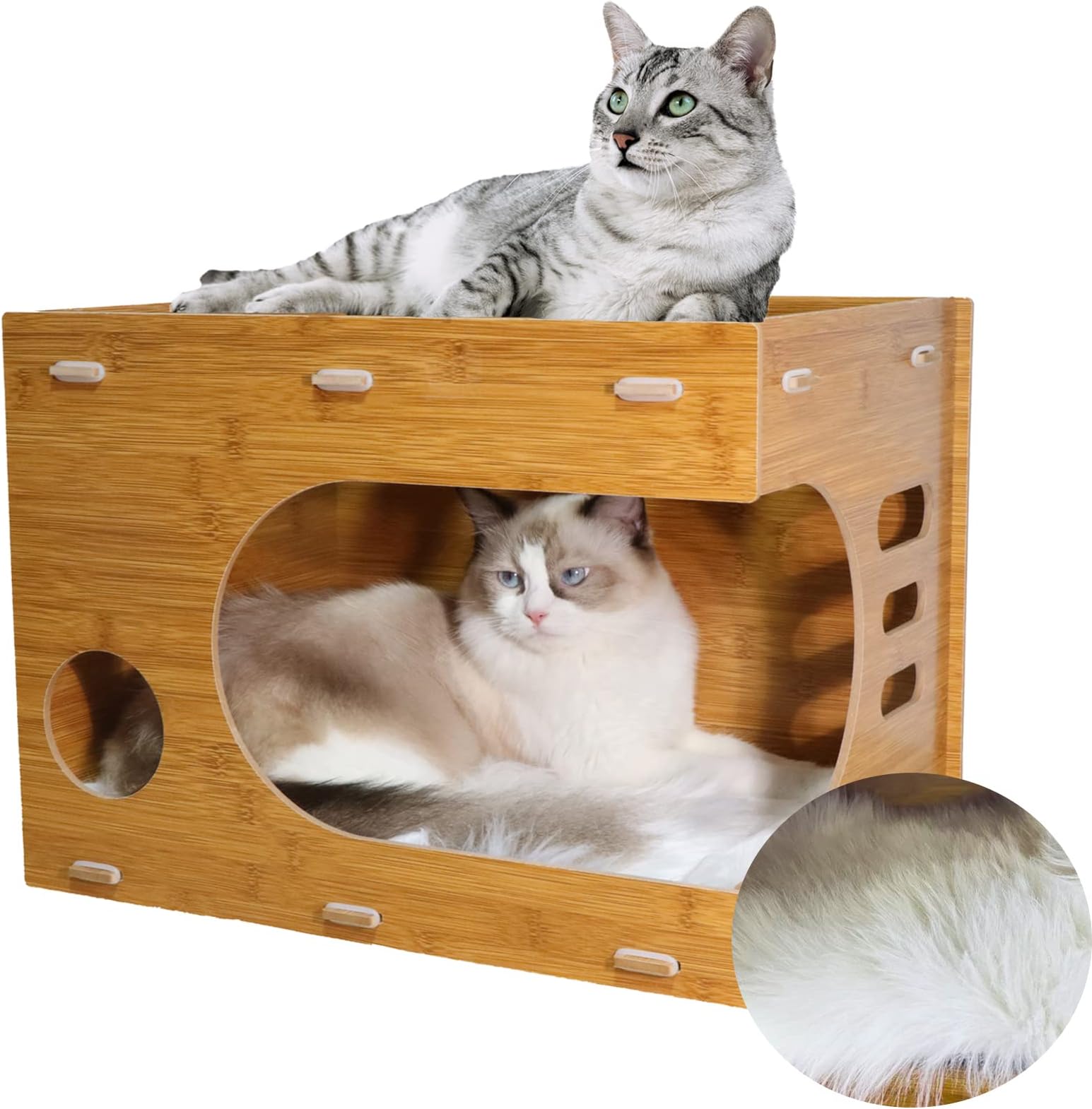 Amazon.com : Cardboard Cat House Scratcher with Fur Pad, Wooden Cat ...