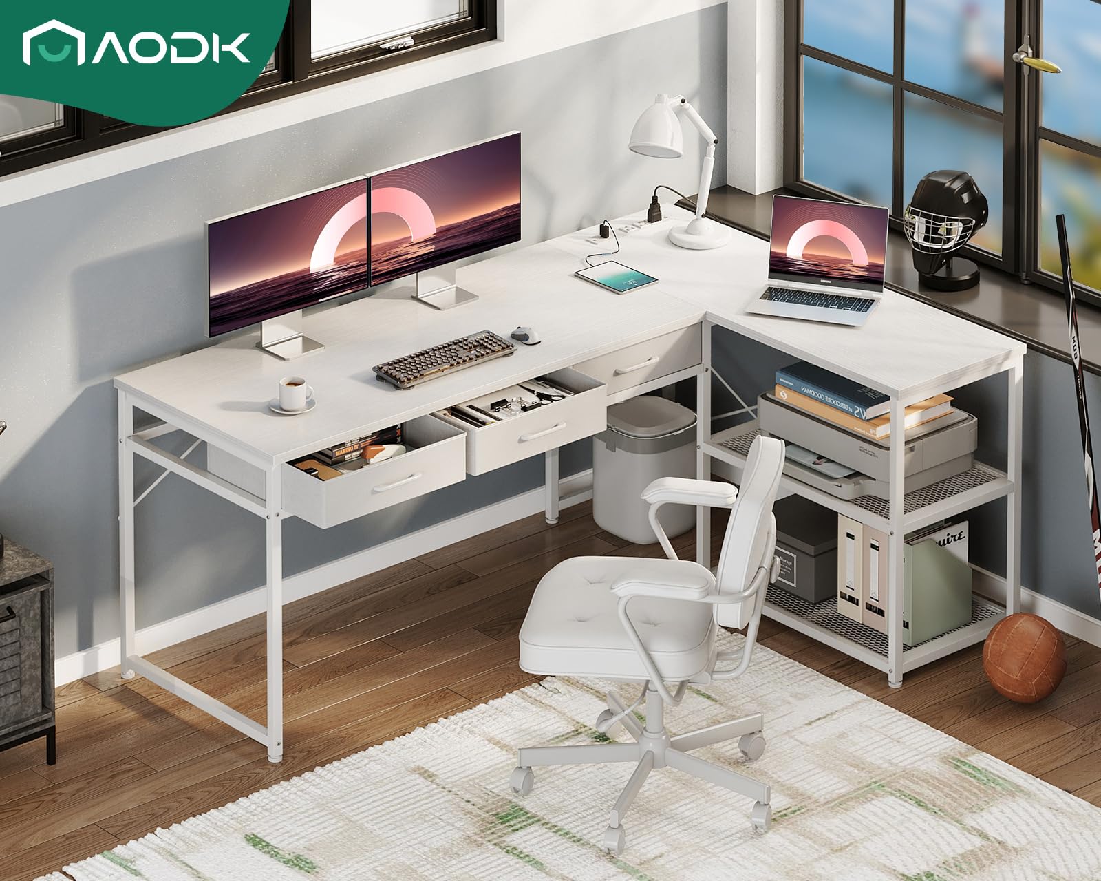Snapklik.com : AODK 61 Inch L Shaped Computer Desk
