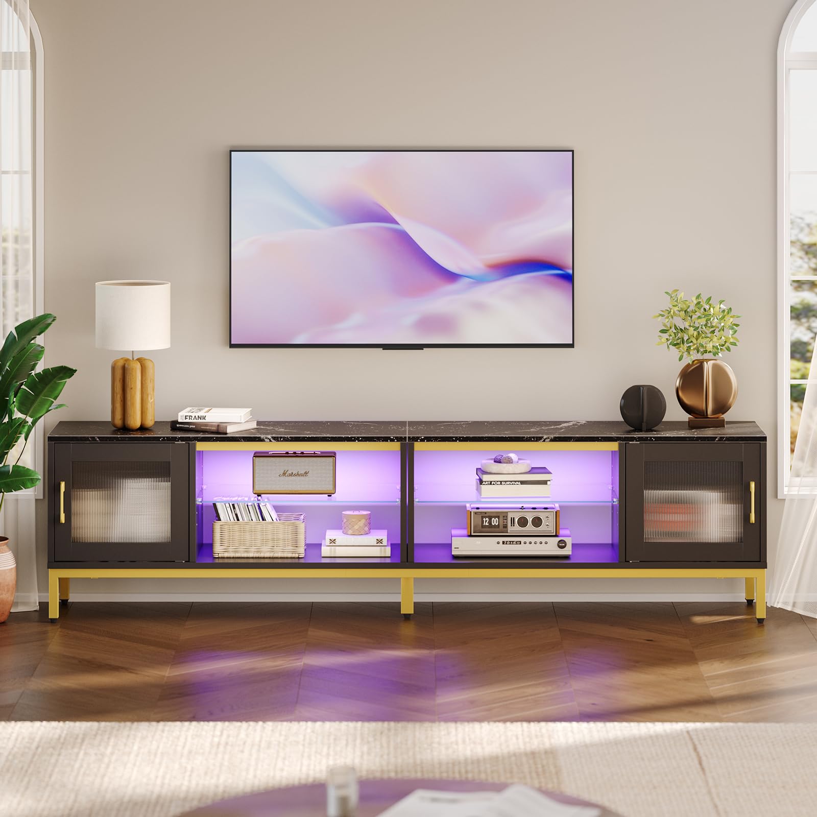 Amazon.com: Bestier 80 inch TV Stand for TVs Up to 85", 4 in 1 ...