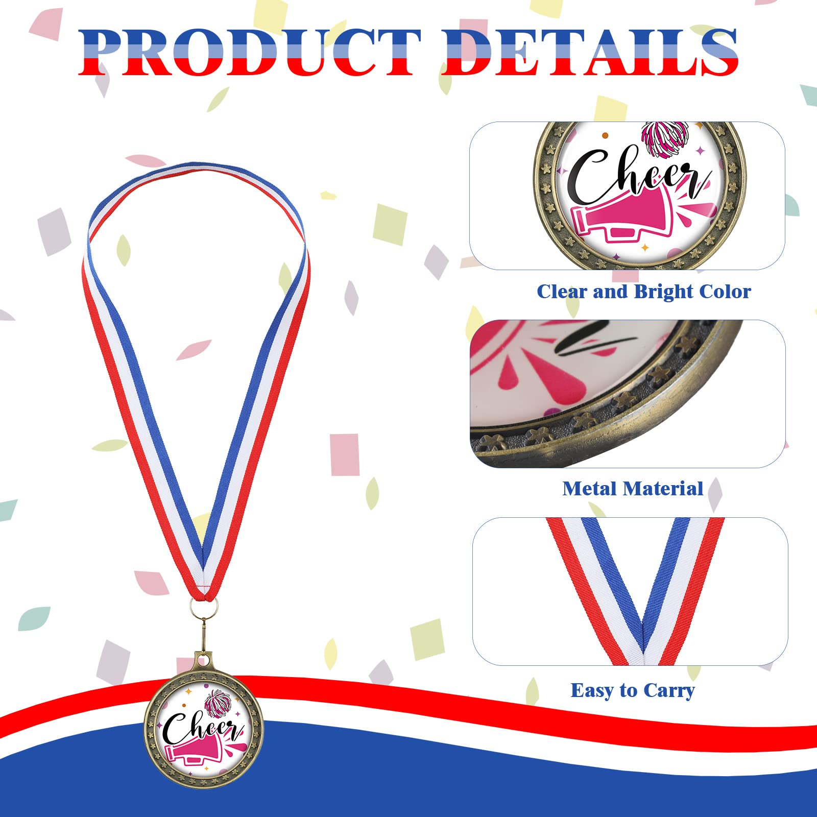 Snapklik.com : Kigeli 12/24Pcs Cheer Medals Bulk Cheerleader Award Medals