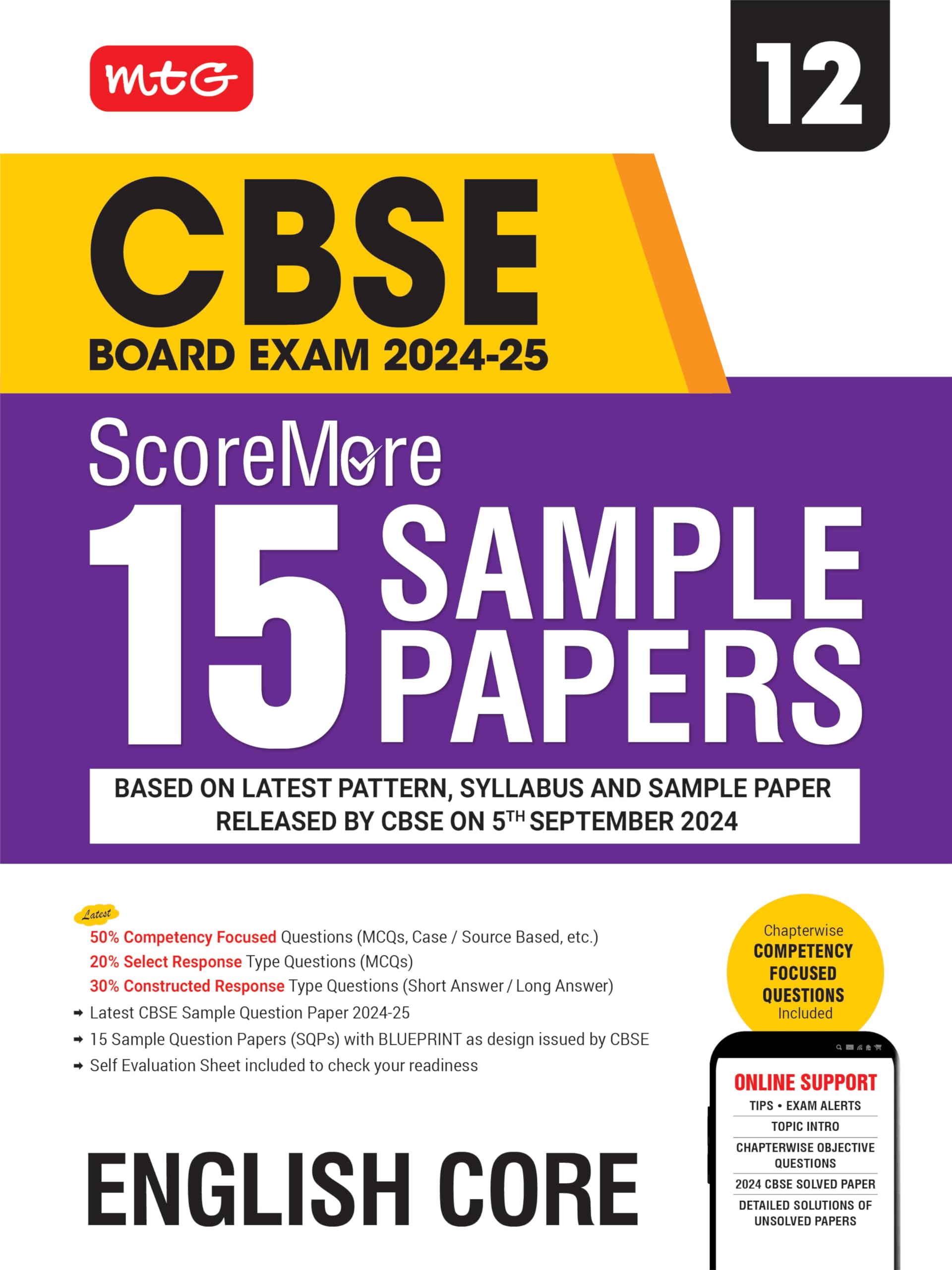MTG CBSE Class 12 ScoreMore 15 Sample Papers English Core Book For 2025 ...