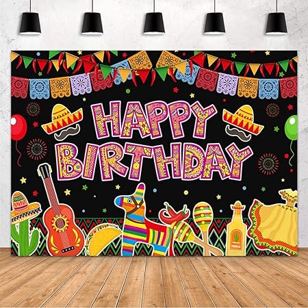 Amazon.com : Mexican Birthday Party Decorations Fiesta Backdrop Party ...