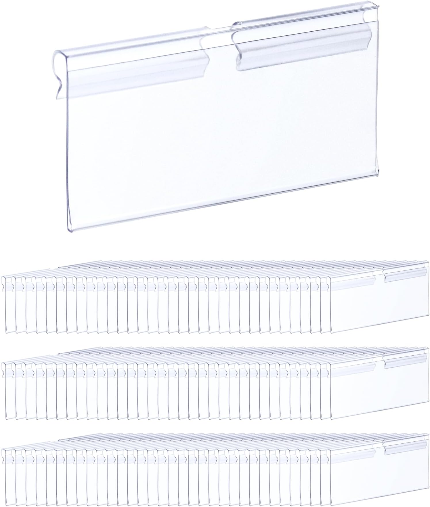 QWORK® 100PCS Clear Plastic Label Holders for Supermarket and Store ...