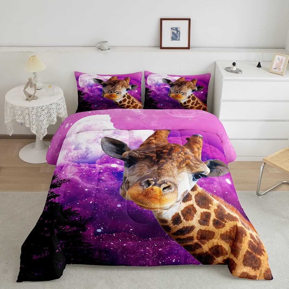 Amazon.com: Galaxy Starry Sky Comforter for Boys Kids Girls Giraffe ...