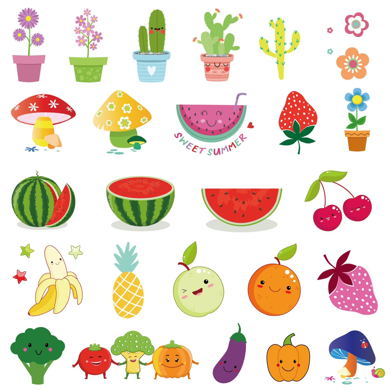 Amazon.com : Hohamn Fruit Vegetable Plant Temporary Tattoos for Kids ...