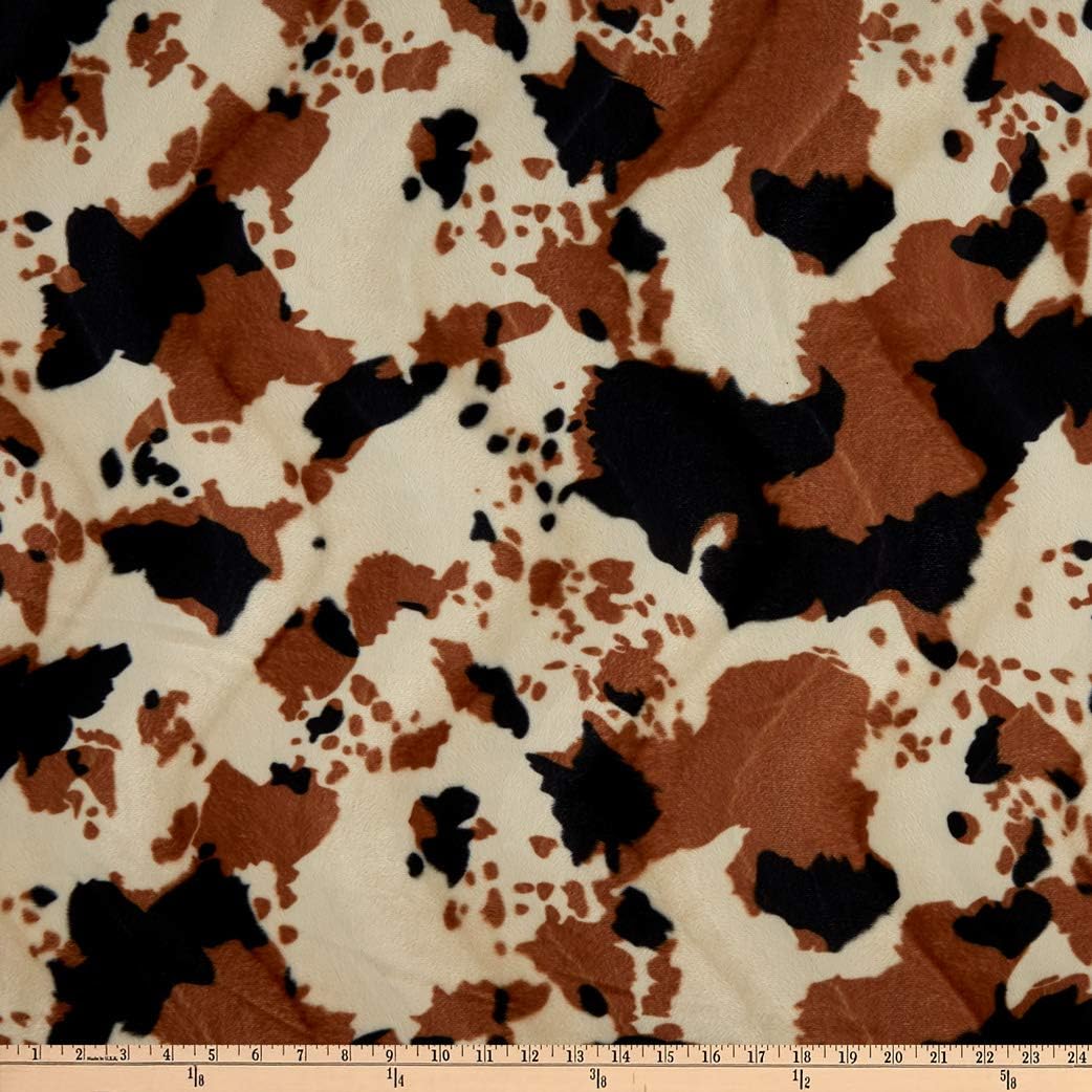 Amazon.com: Fabric Base Velboa Smooth Wave Prints Cow Tan Fabric by the ...