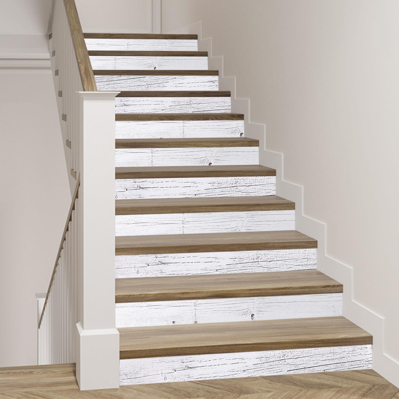 Self Adhesive 3D Stair Sticker, 13 PCS, 100 x 18 cm, Wood Look Stair ...