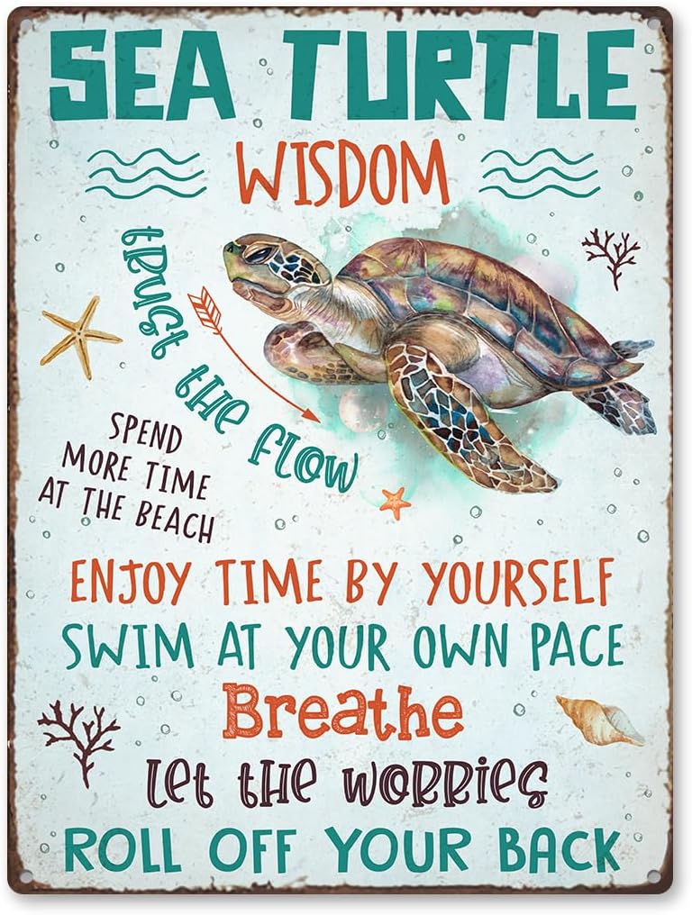 Amazon.com : Inspirational Sea Turtle Decor, Beach Theme Bathroom ...
