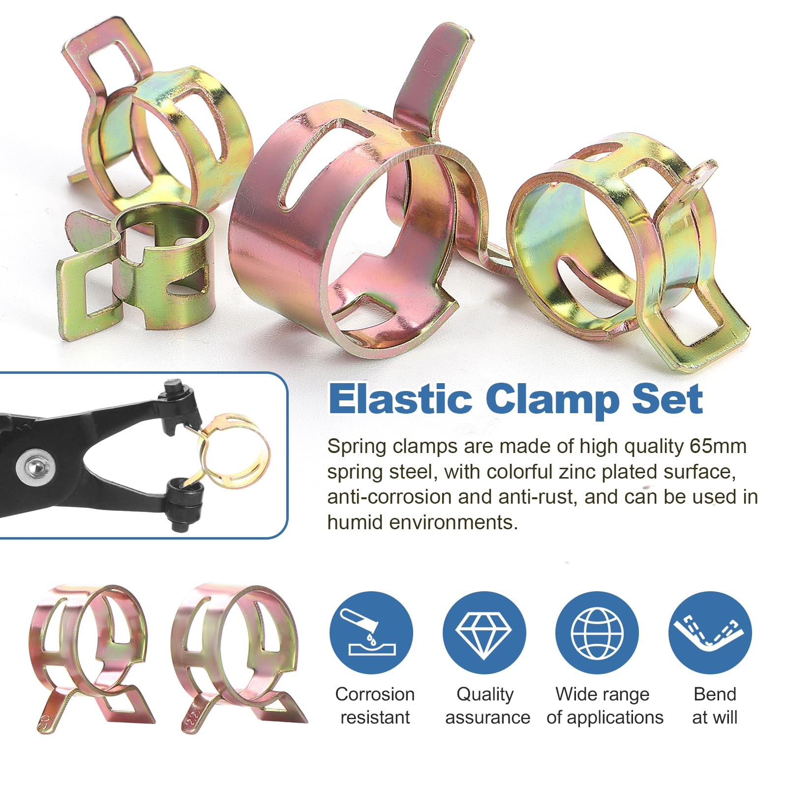 Snapklik.com : OCR 100 Pack 6-22mm 10Size Fuel Line Spring Clamp ...
