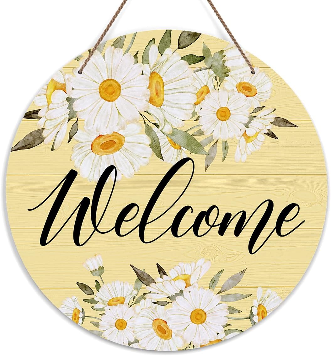 Amazon.com: Welcome Door Sign, Sunflower Decor Wooden Sign Round ...