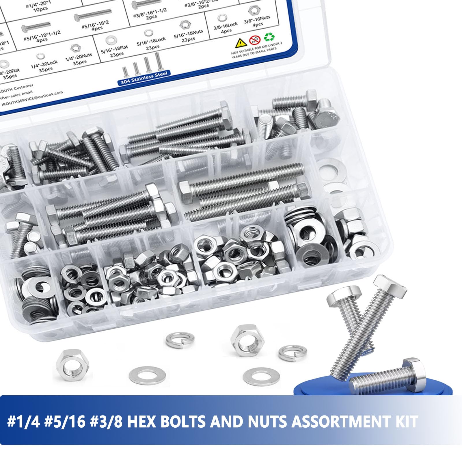 Snapklik.com : 242PCS Hex Head Nuts And Bolts Assortment Kit,304 ...