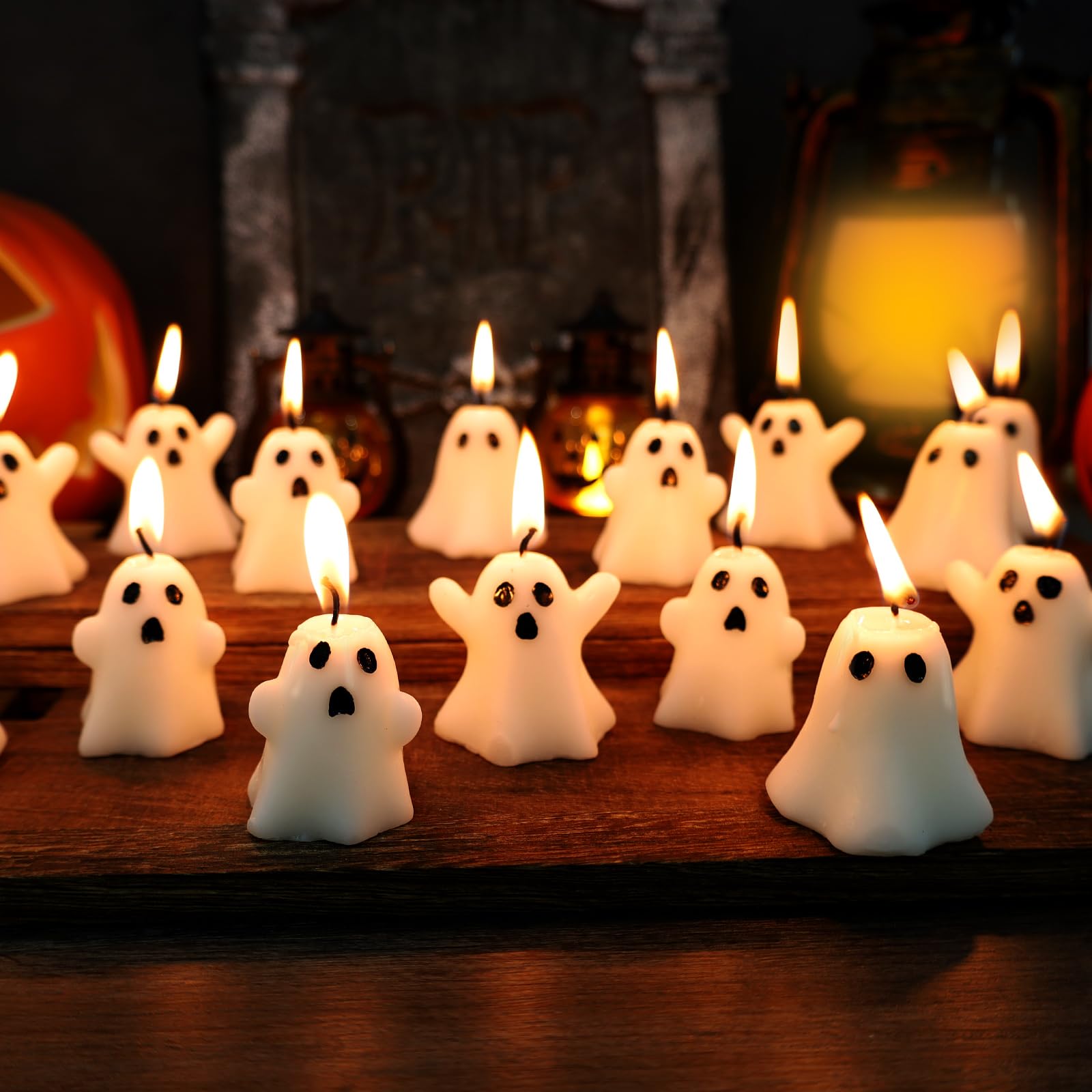 Amazon.com: 21 PCS Halloween Ghost Candles Spooky Candles White ...