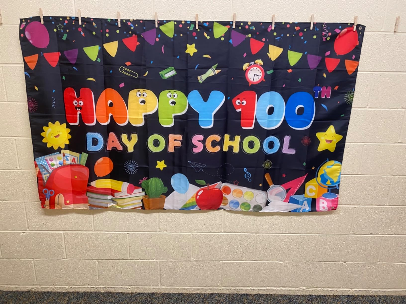 Amazon.com: Happy 100 Days of School Banner Decoration,100th Day of ...