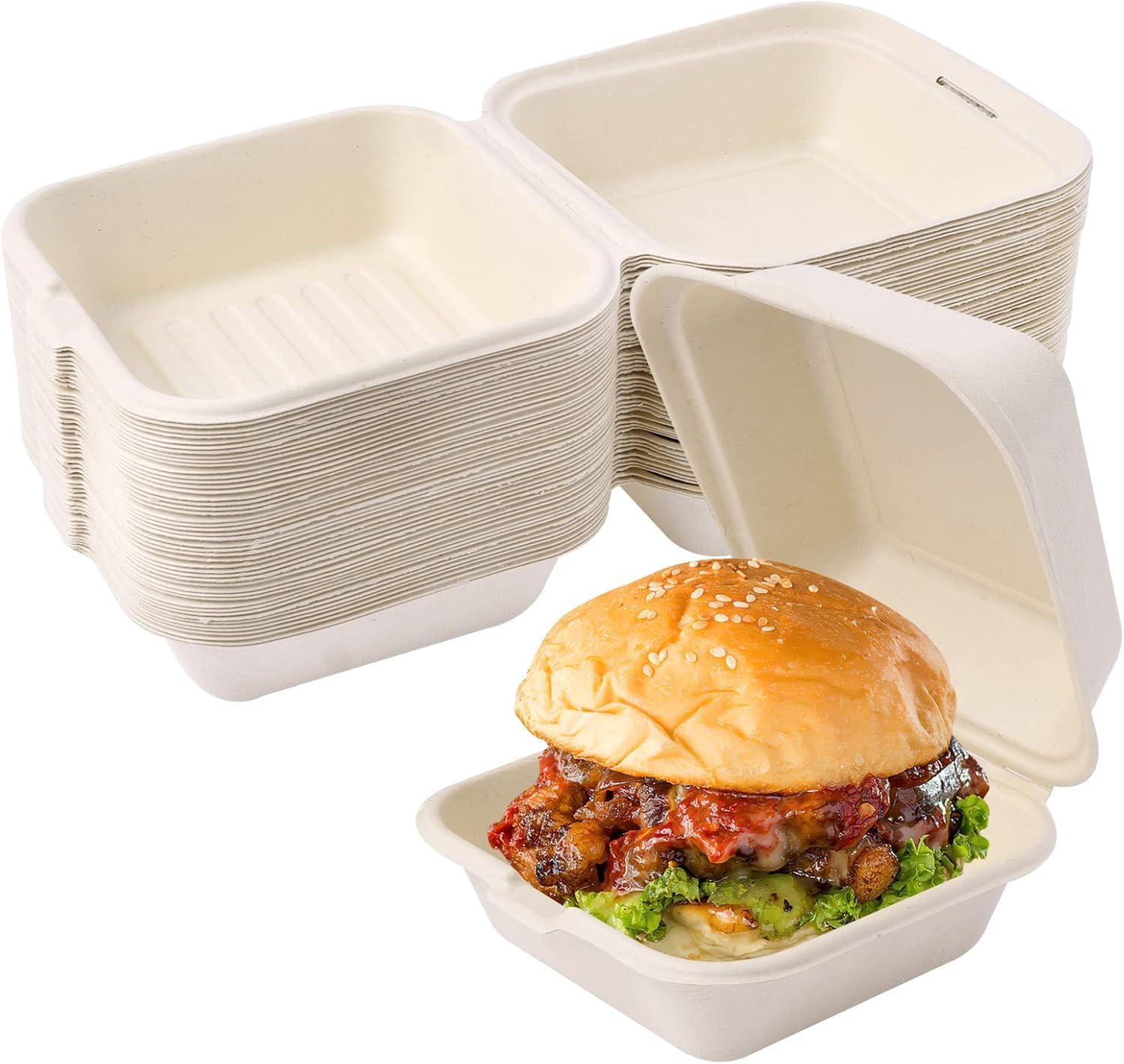Clamshell Take Out Food Containers, 100 Pack Hamburger Boxes, Clamshell ...