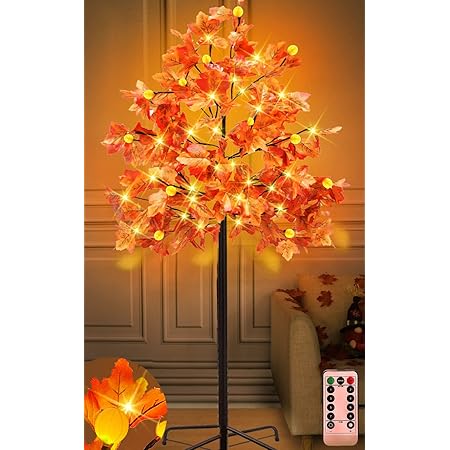 Amazon.com: LIGHTSHARE 6FT 120LED Artificial Lighted Maple Tree Warm ...