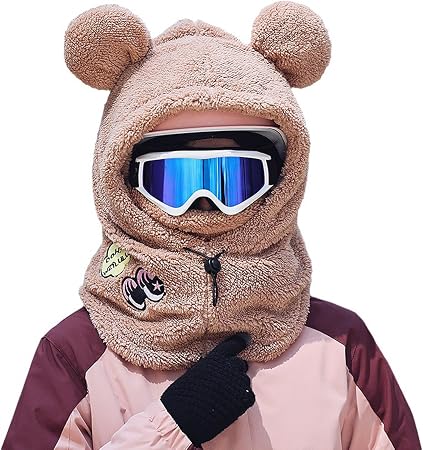 LOSD Sherpa Hood Ski Mask, Cat Ski Mask with Ears, Cute Wind-Resistant ...