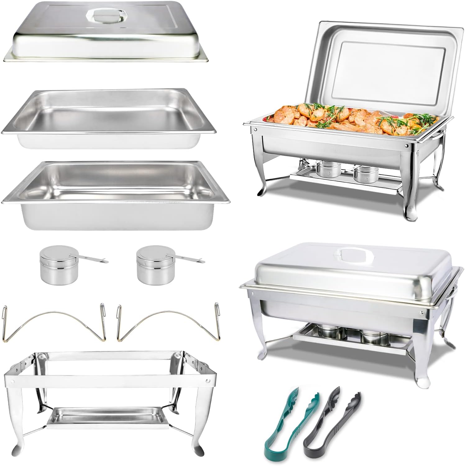 Amazon.com: NEW Chafing Dish 9QT 2 PACK Stainless Steel food wamer ...